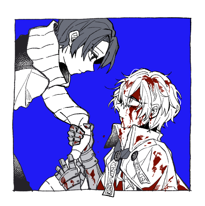 Safebooru - 2boys blood blood in hair blood on clothes blood on face collared shirt demian ...