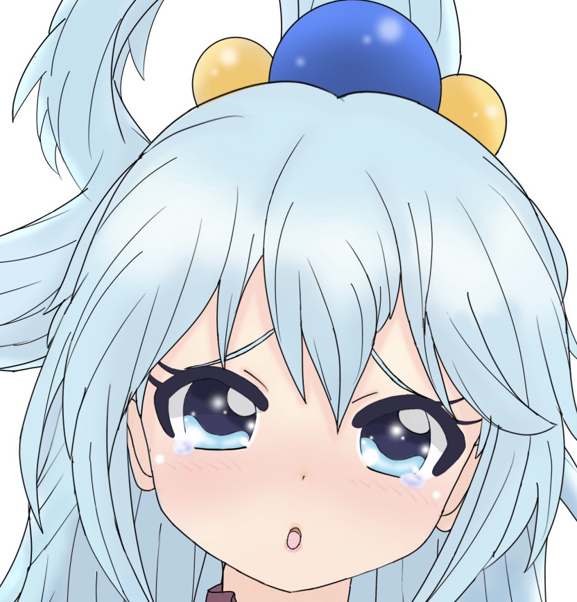 Safebooru - 1girl aqua (konosuba) blue eyes blue hair blush crying crying with eyes open hair ...