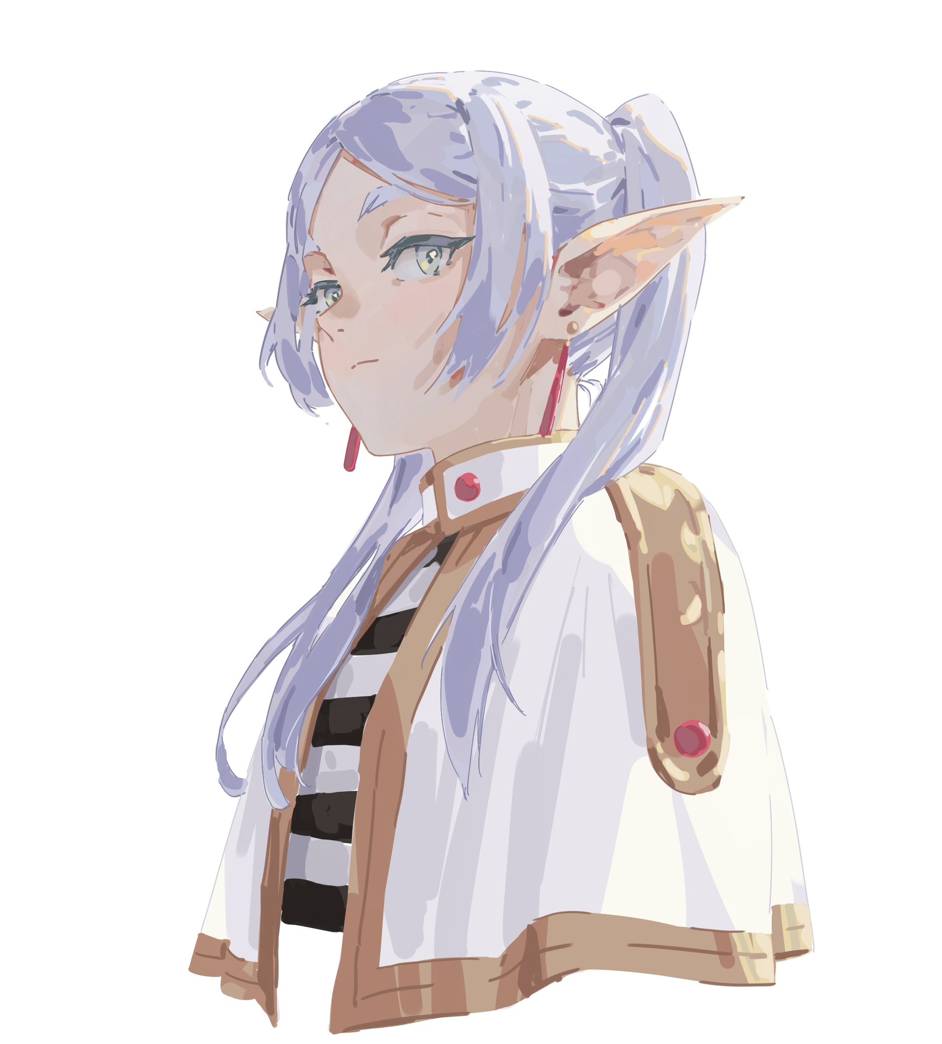 Safebooru - 1girl capelet closed mouth cropped torso dangle earrings ...