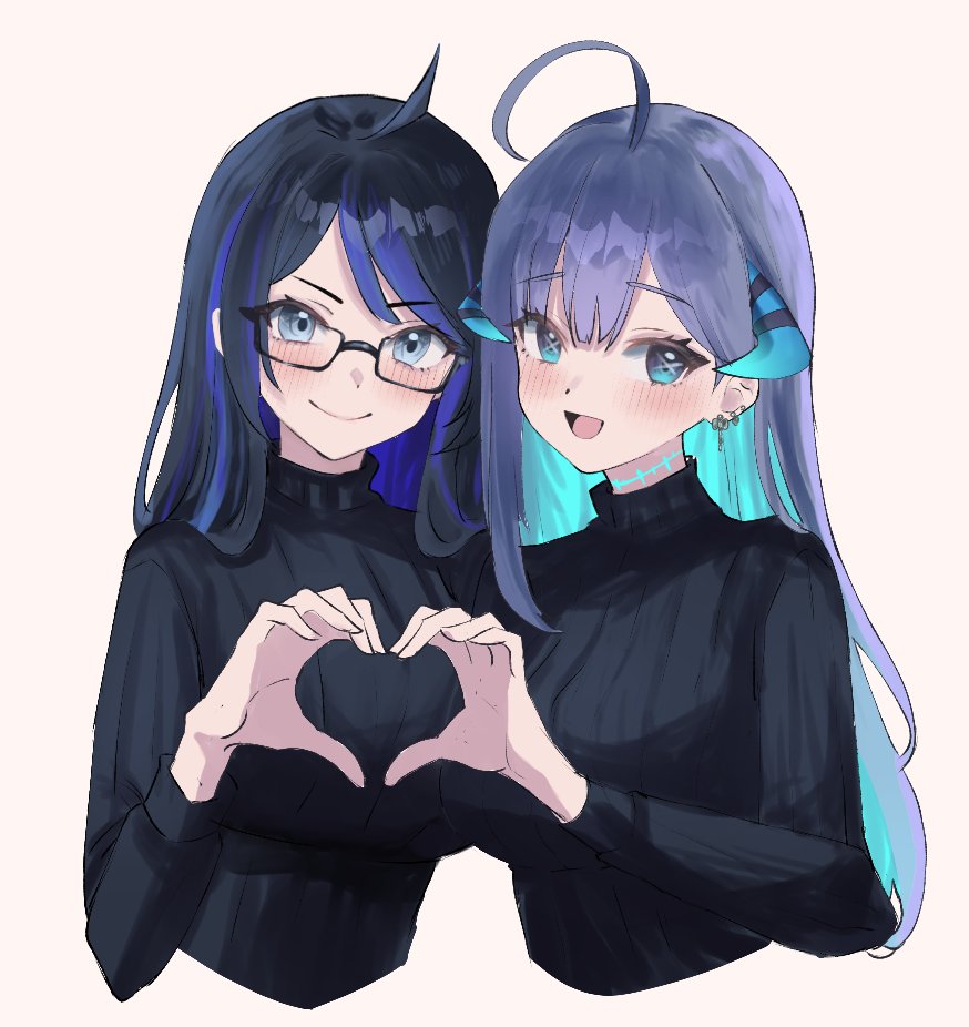 Safebooru - 2girls ahoge blue eyes blue hair blush closed mouth ...