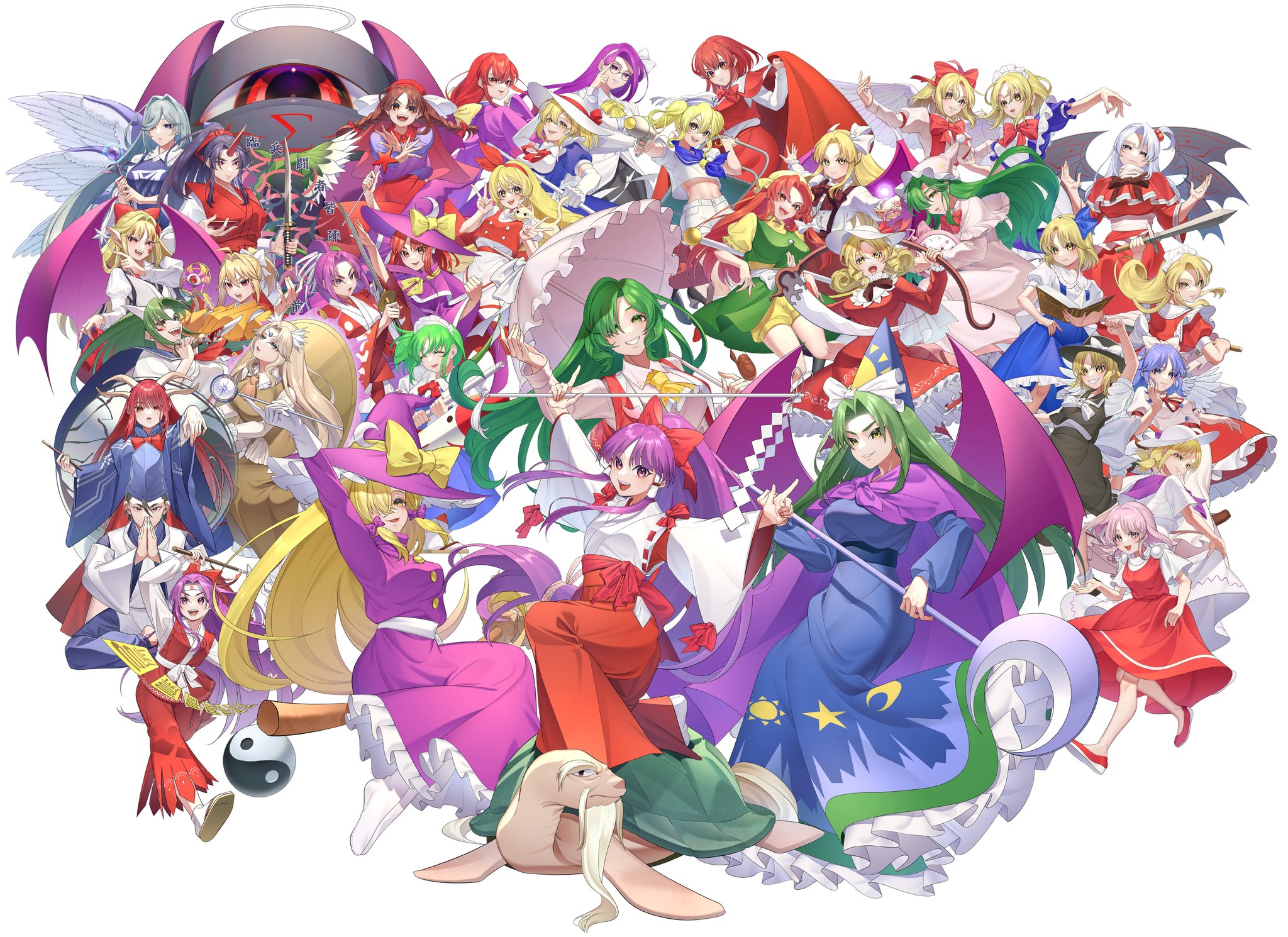 Safebooru - 1boy 1girl 5girls 6+girls alice margatroid alice margatroid (pc-98) angel wings ...