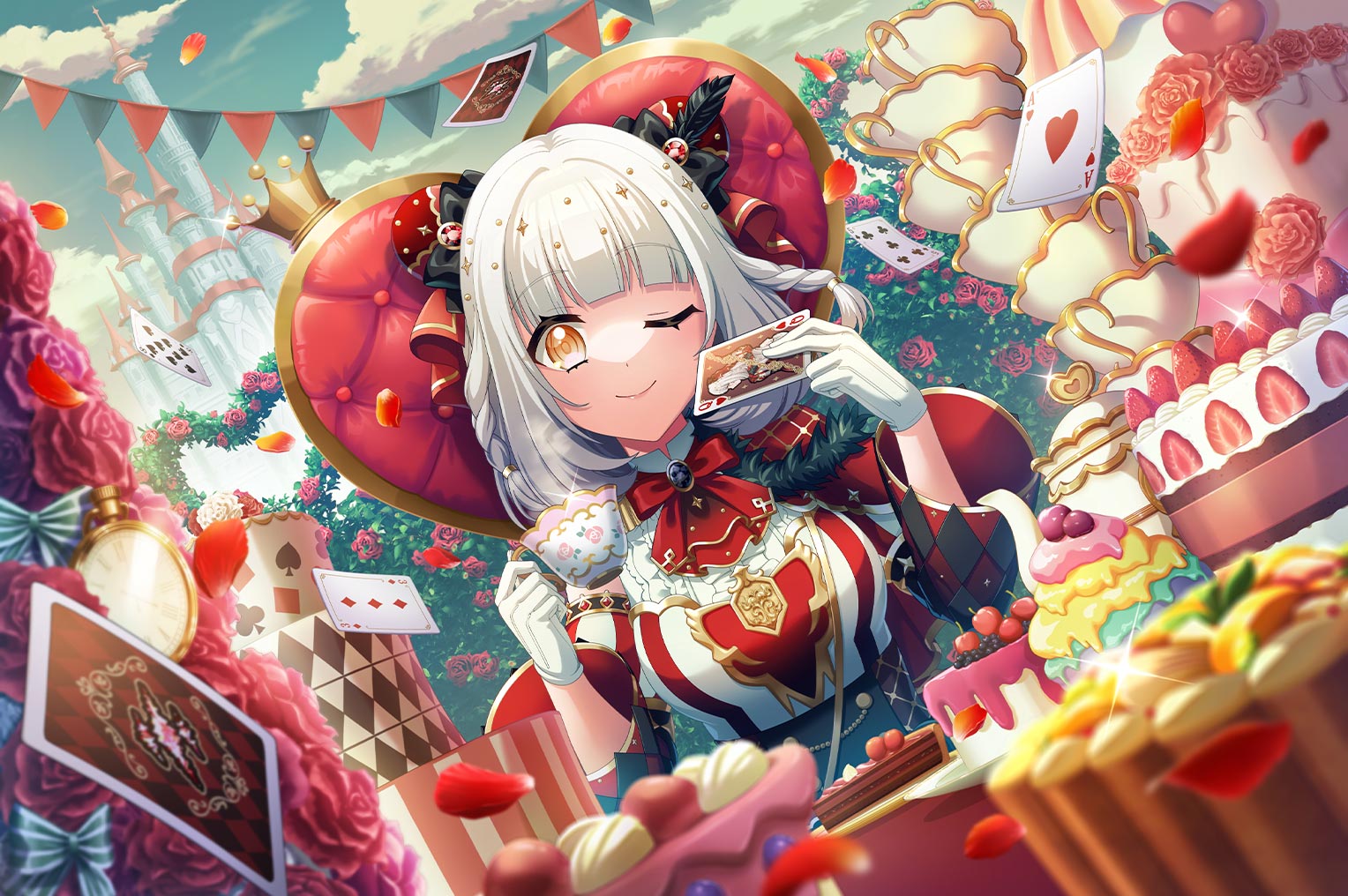 Safebooru - blush brown eyes d4dj dress elsie (d4dj) official art short hair smile white hair ...