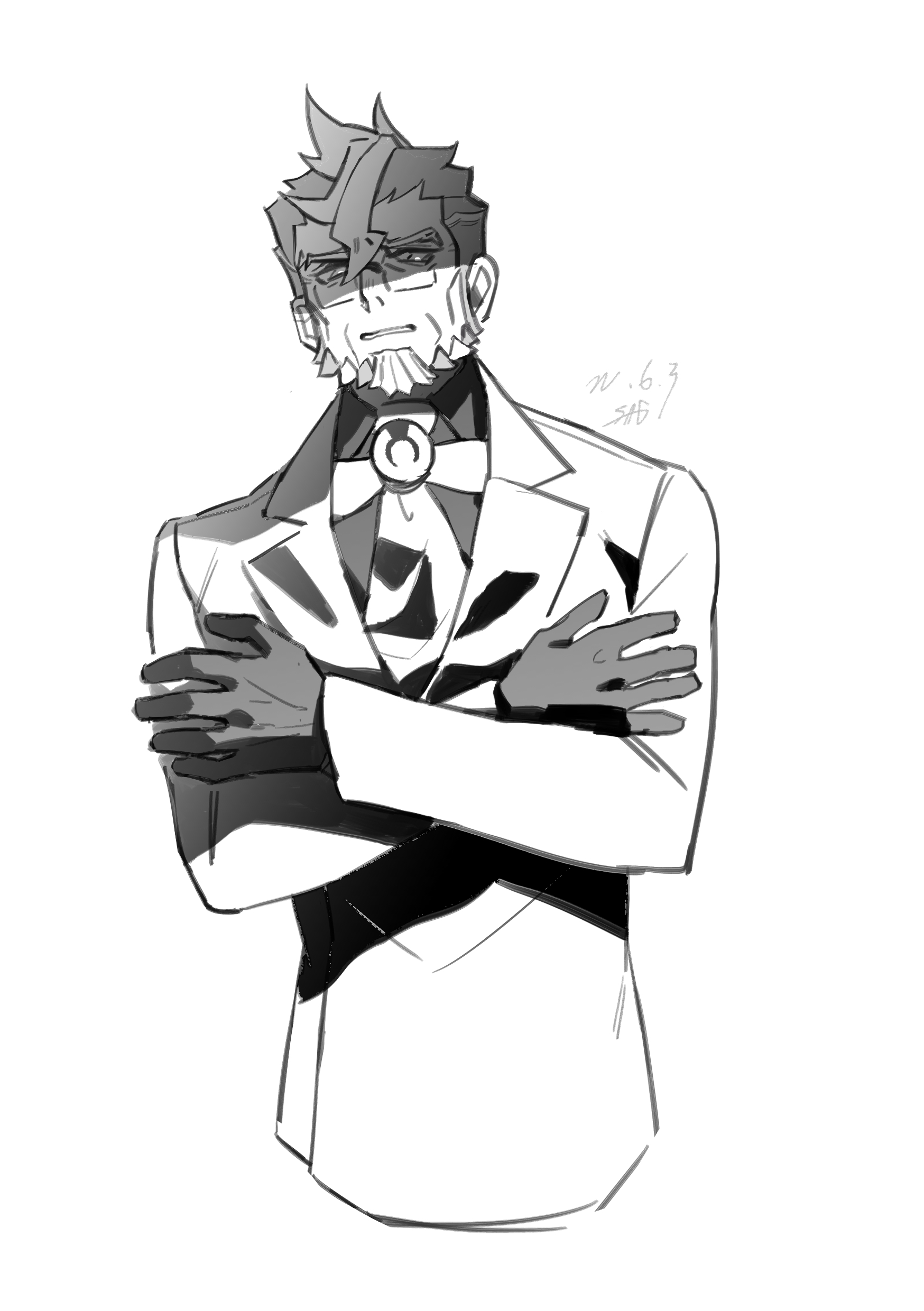 Safebooru - 1boy absurdres ace attorney beard commentary request damon gant dated facial hair ...