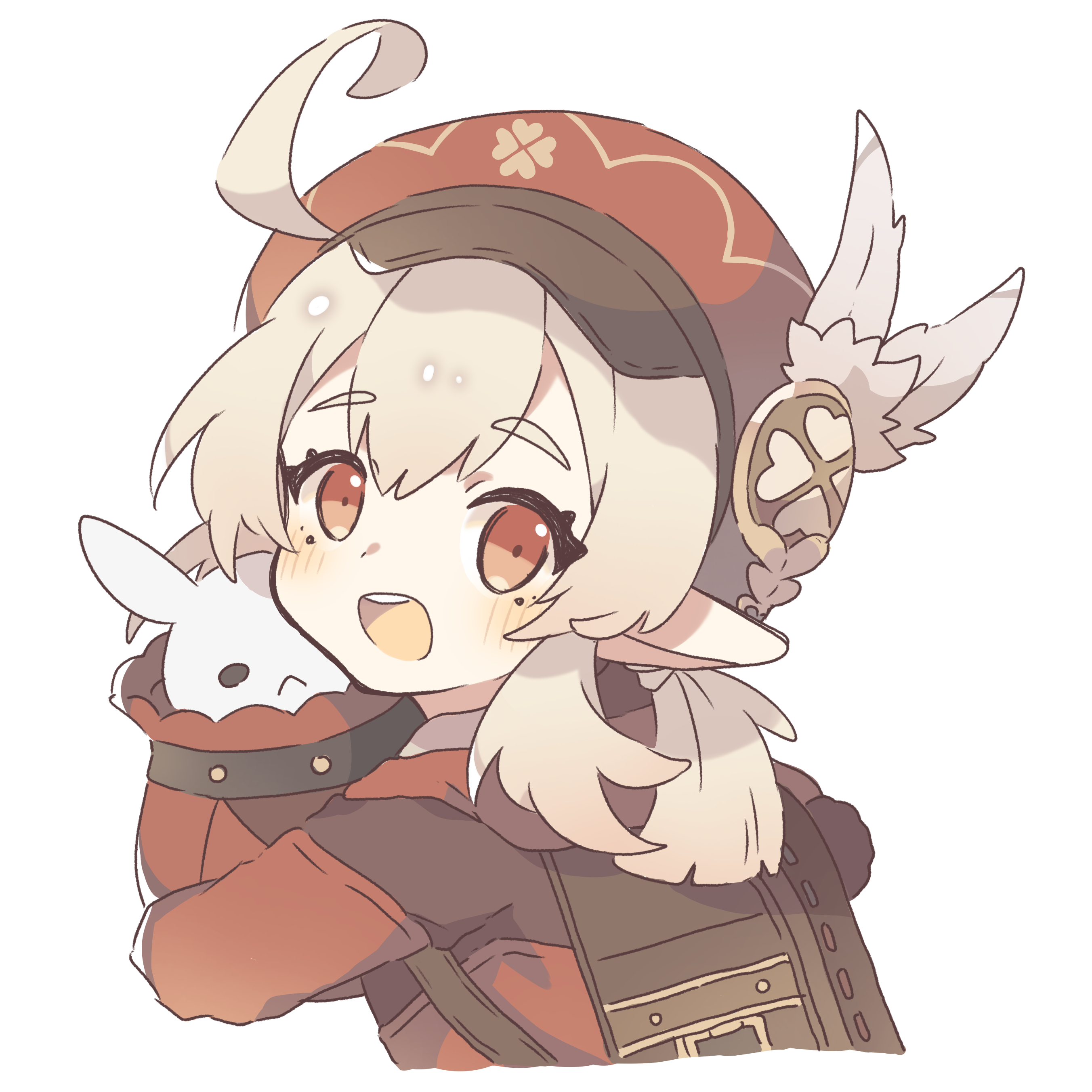 Safebooru - :d absurdres backpack bag cabbie hat coat feathers from ...