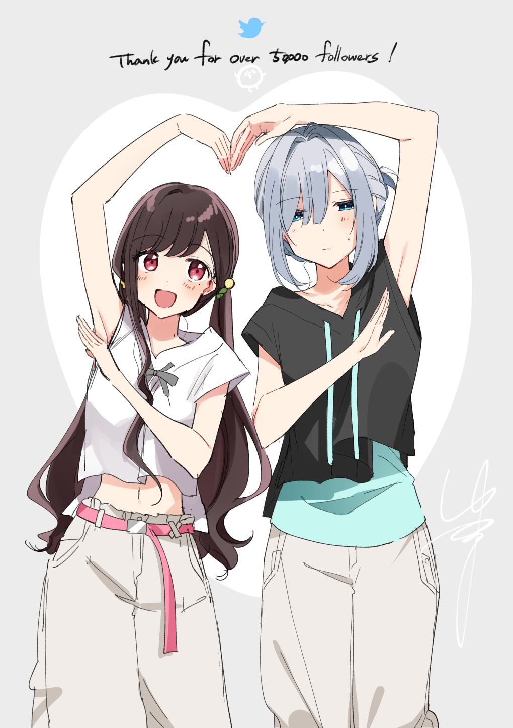 Safebooru - 2girls asaka kaori black sweater vest blue eyes blue shirt blush brown hair ...