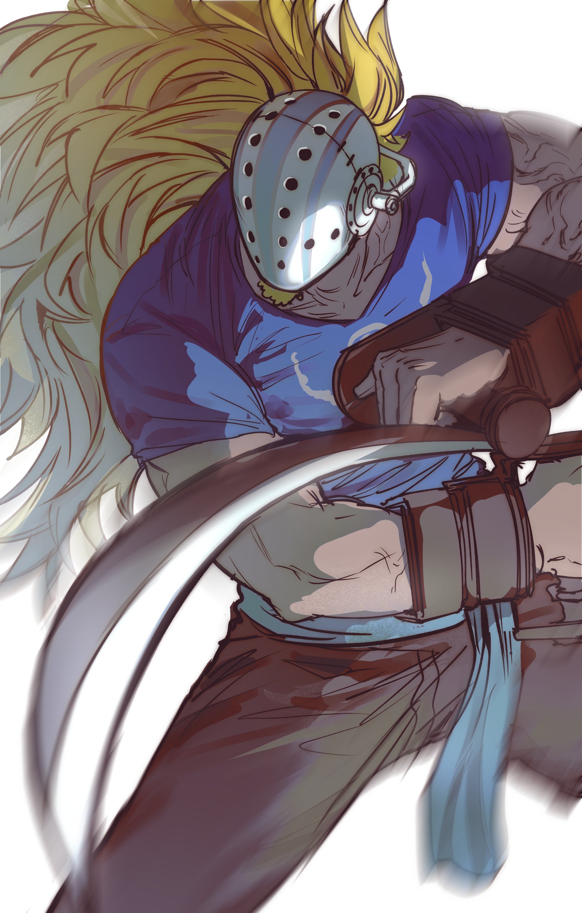 Safebooru - 1boy absurdres blonde hair blue shirt commentary request ...