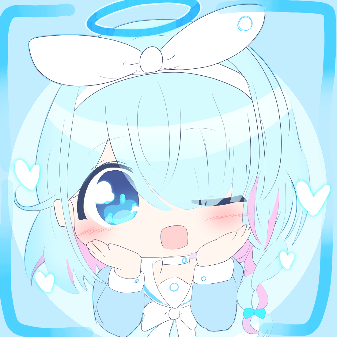 Safebooru - 1girl :d arona (blue archive) blue archive blue background ...
