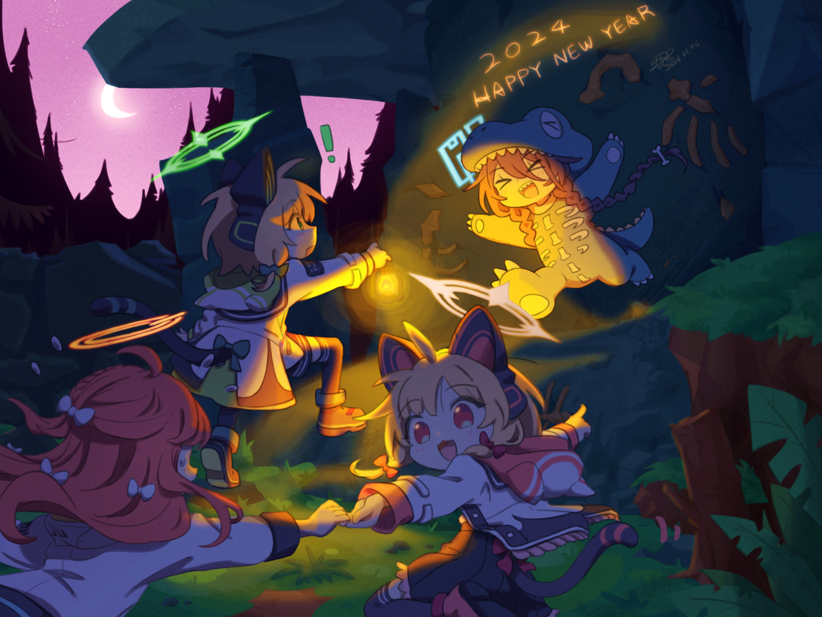 Safebooru - ! 2024 4girls animal ear headphones animal ears aris (blue ...