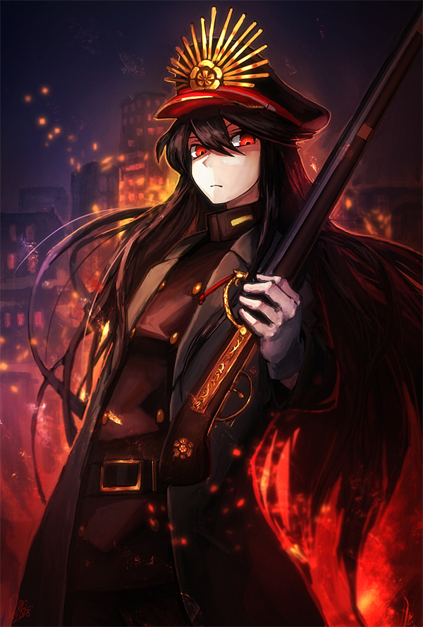 Safebooru - 1girl belt black coat black hair closed mouth coat family crest fate/grand order ...