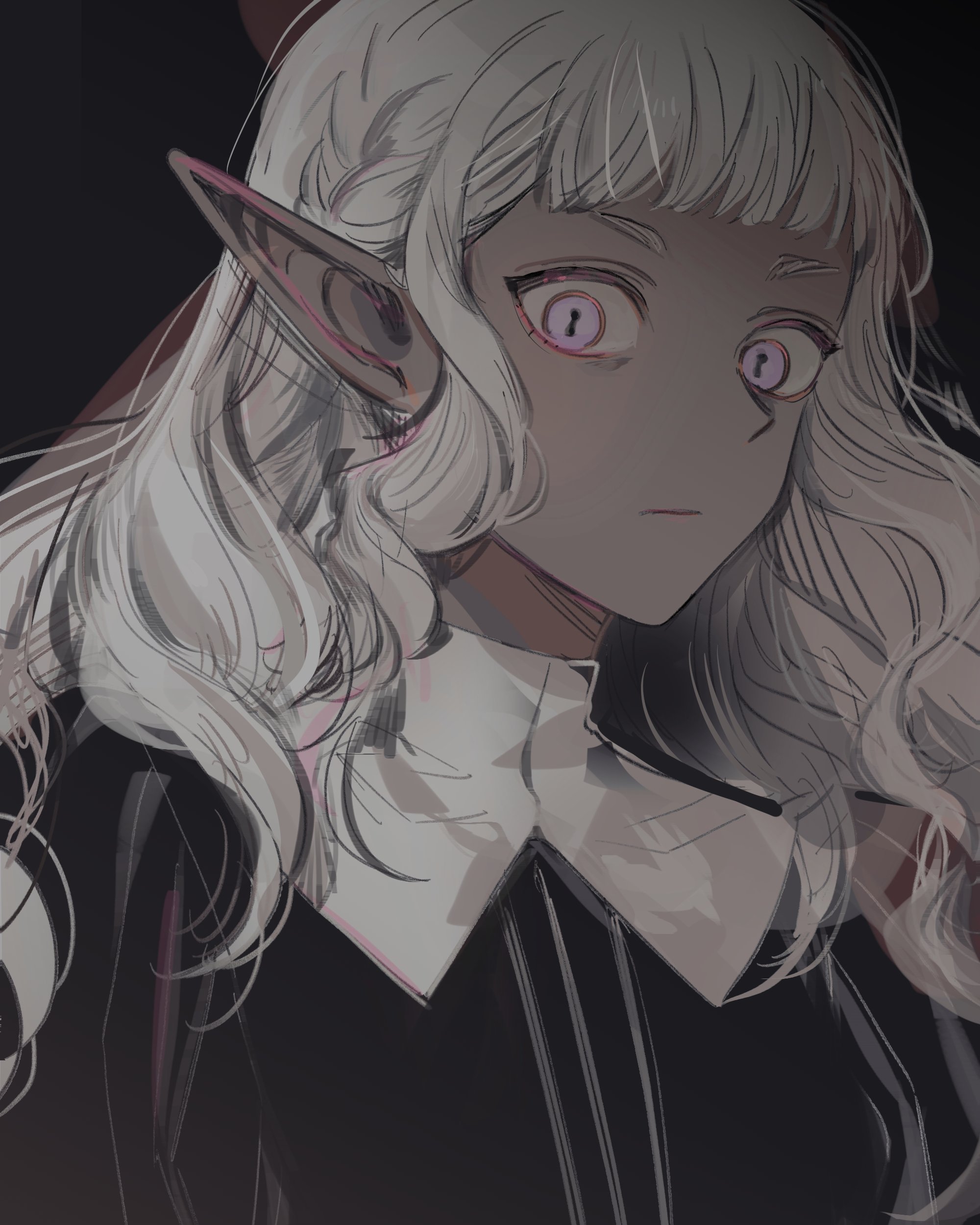 Safebooru - 1boy absurdres androgynous angry black background blunt bangs braid closed mouth ...