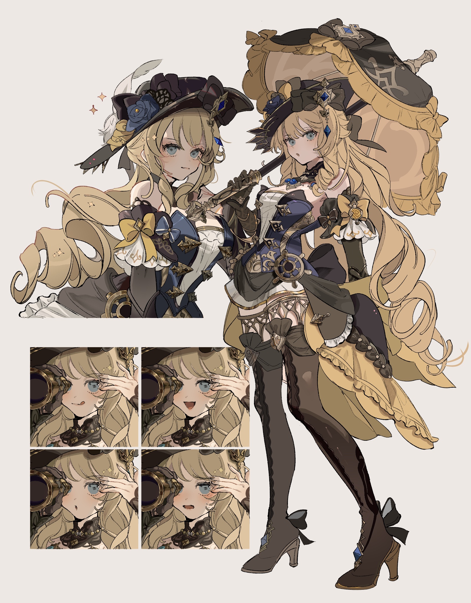 Safebooru - 1girl bare shoulders black footwear black gloves black headwear black thighhighs ...