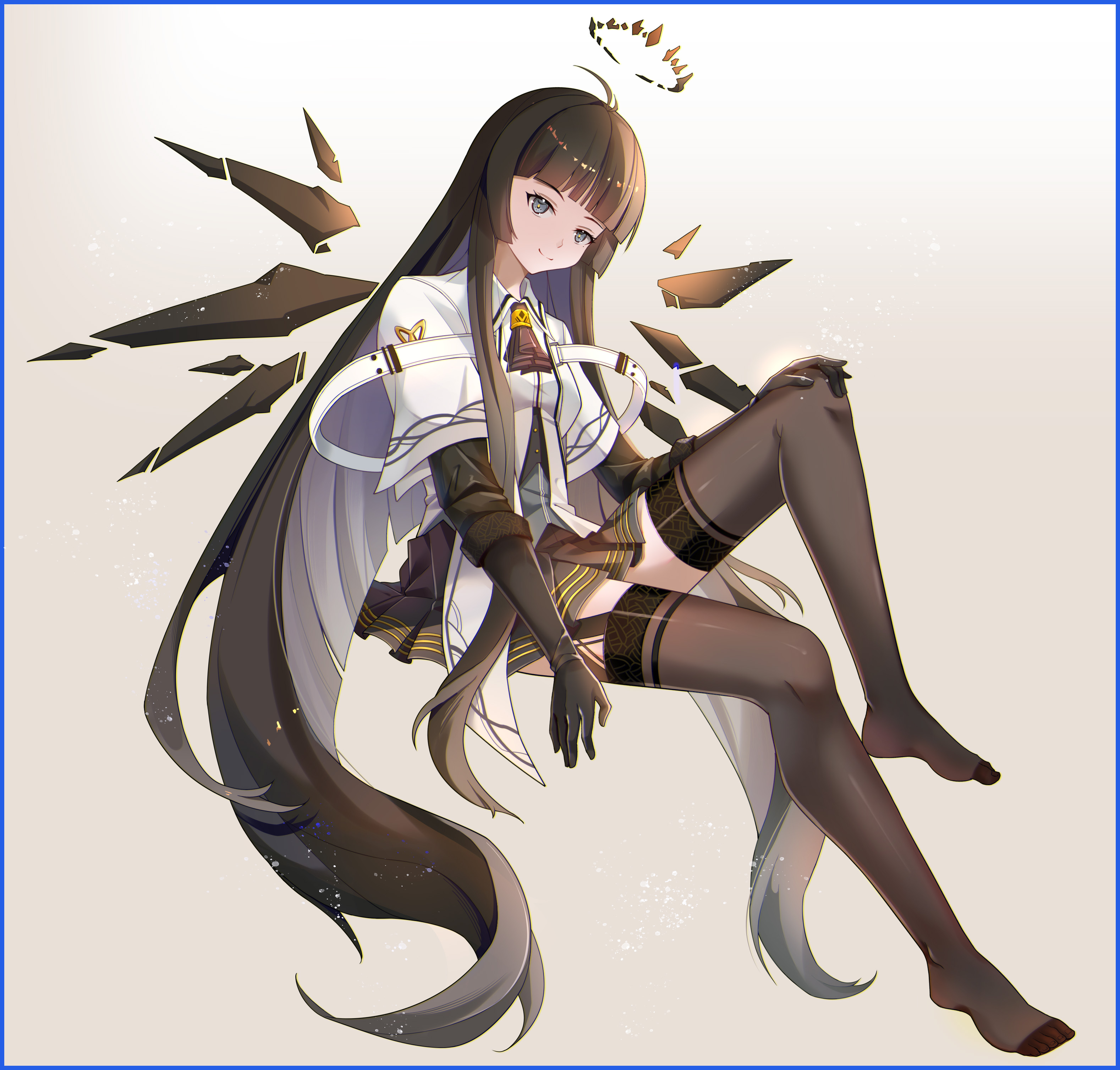 Safebooru - 1girl absurdres antenna hair arknights ascot backlighting black ascot black bustier ...