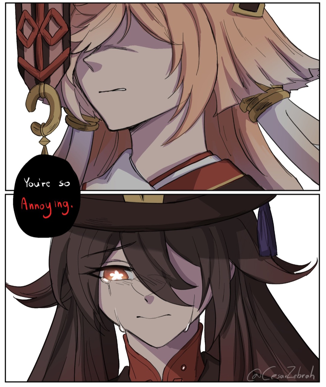 Safebooru - 2girls 2koma artist name brown hair crying crying with eyes ...