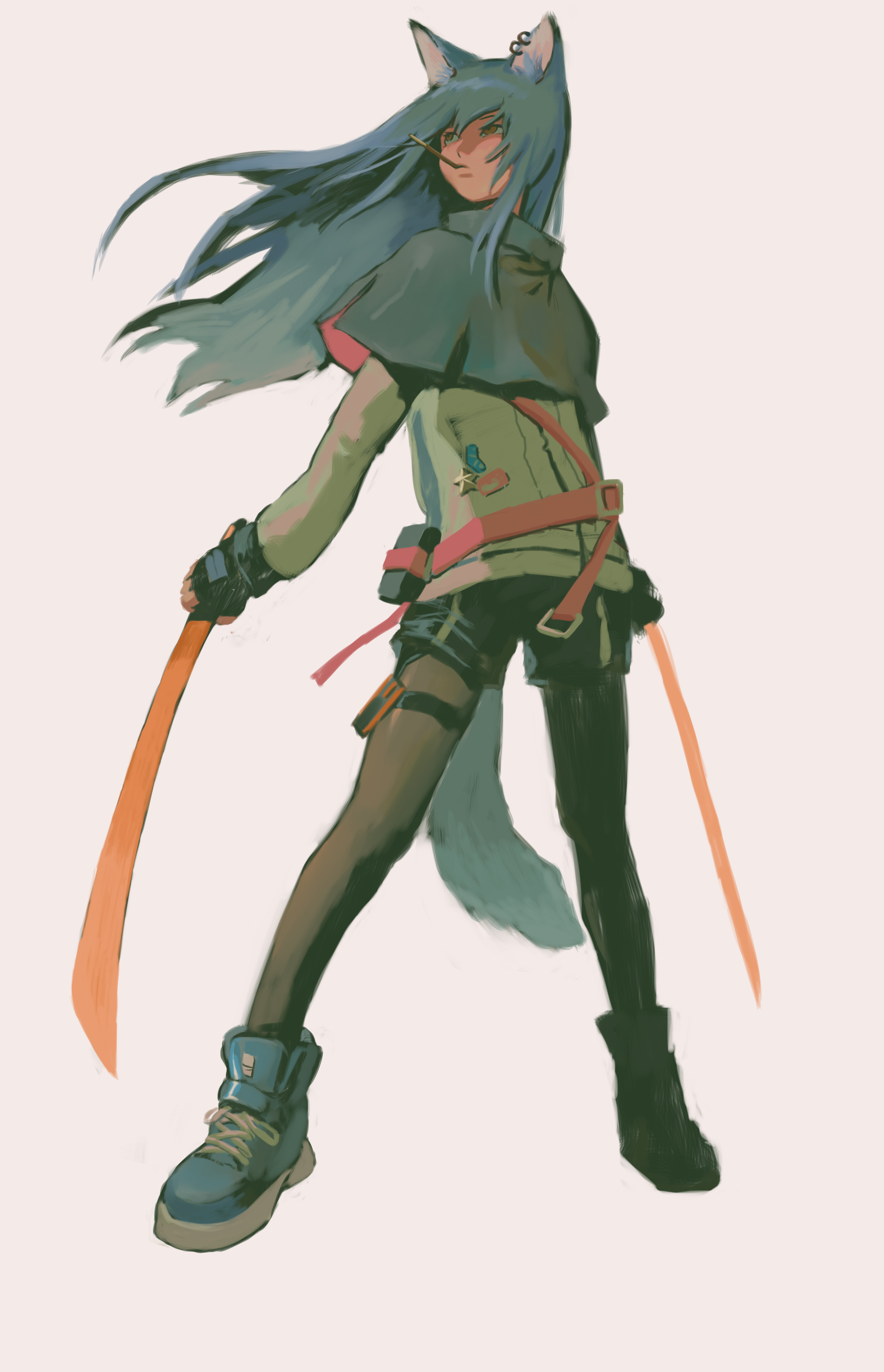 Safebooru - 1girl absurdres animal ear fluff animal ear piercing animal ears arknights black ...