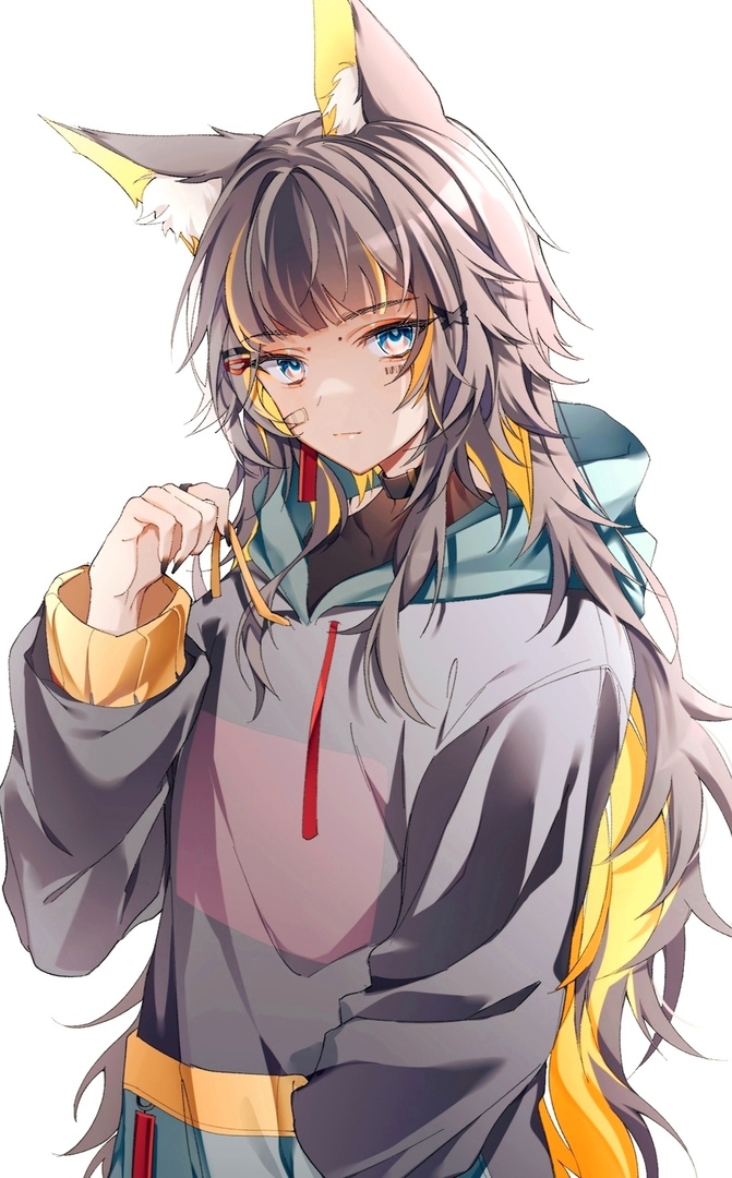 Safebooru - animal ear fluff animal ears artist request bandaid bandaid on face black choker ...