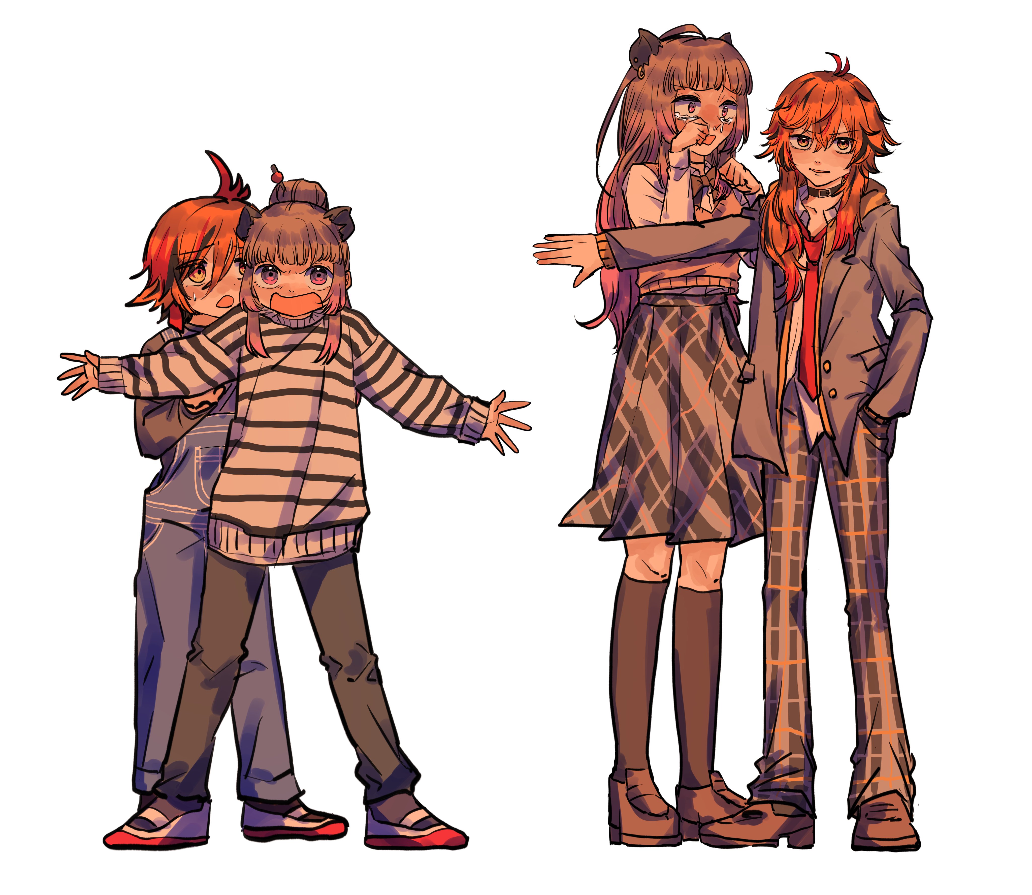 Safebooru - 2girls absurdres age progression aged down amaotome animal ear piercing black choker ...