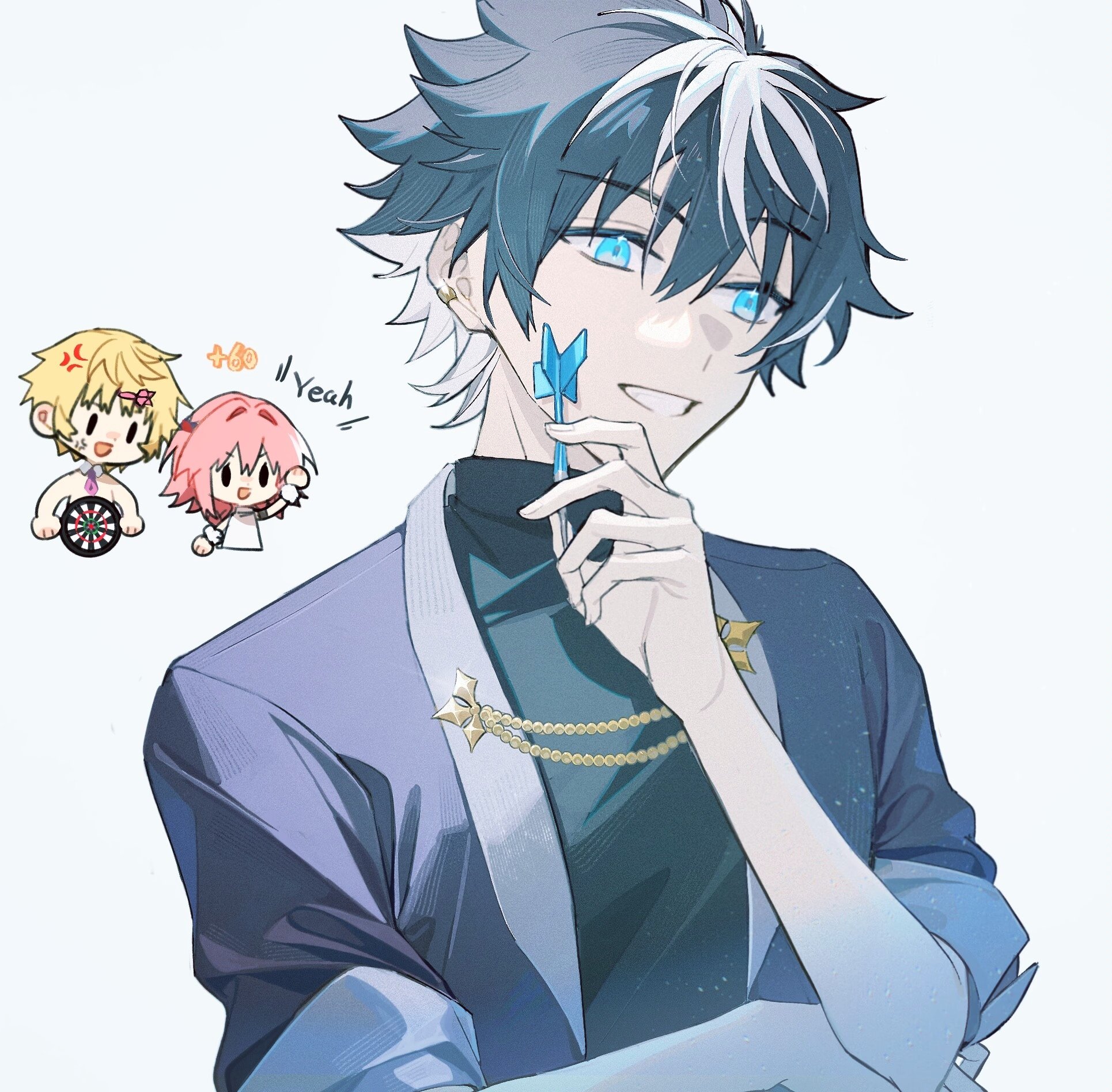 Safebooru - 3boys anger vein astolfo (fate) black hair black sweater blonde hair blue eyes ...