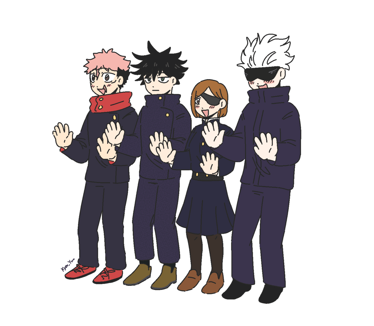 Safebooru - 1girl 3boys animated animated gif artist name black hair blue jacket blue pants blue ...