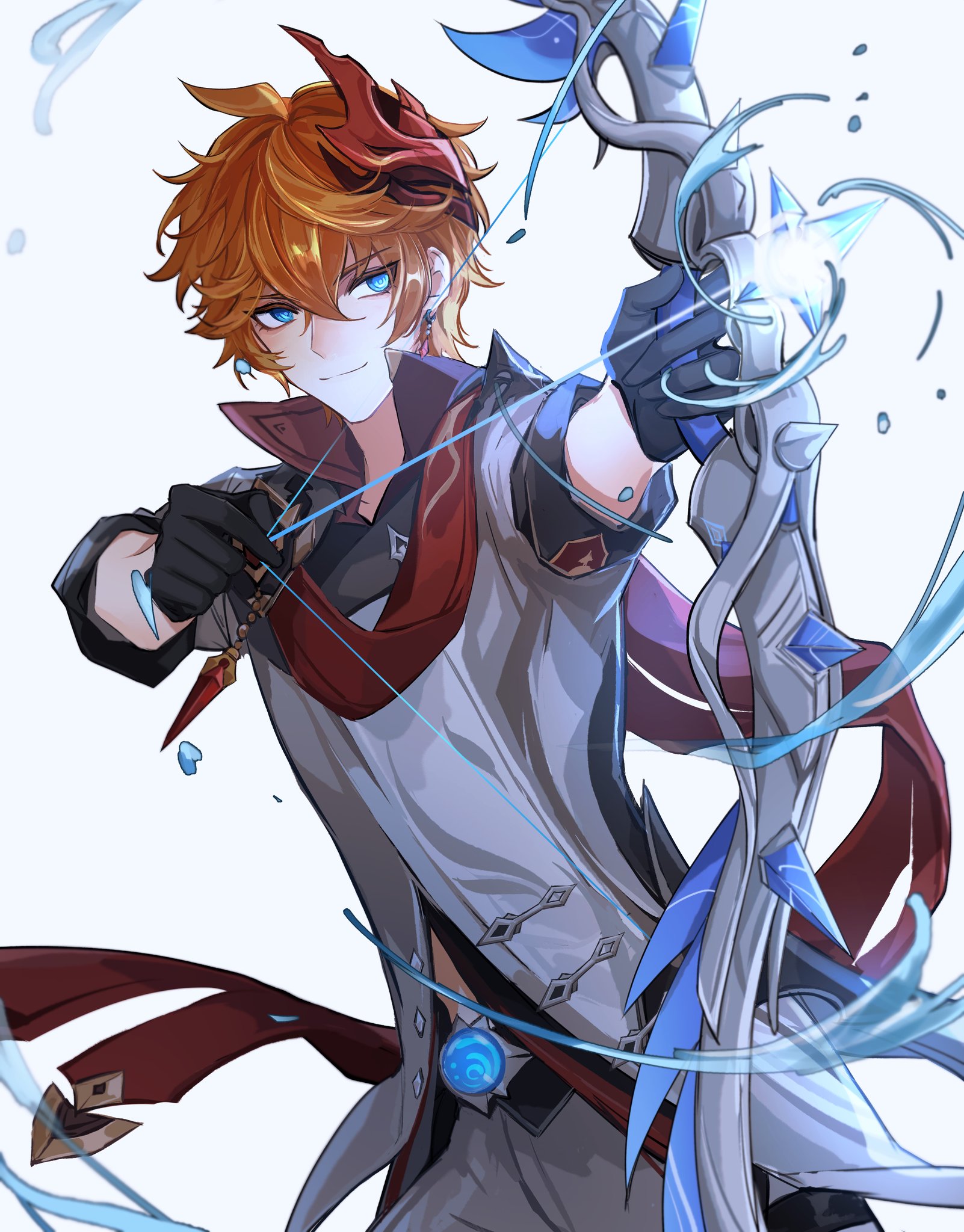 Safebooru - 1boy bishounen black gloves blue eyes bow cowboy shot ebf7l ...