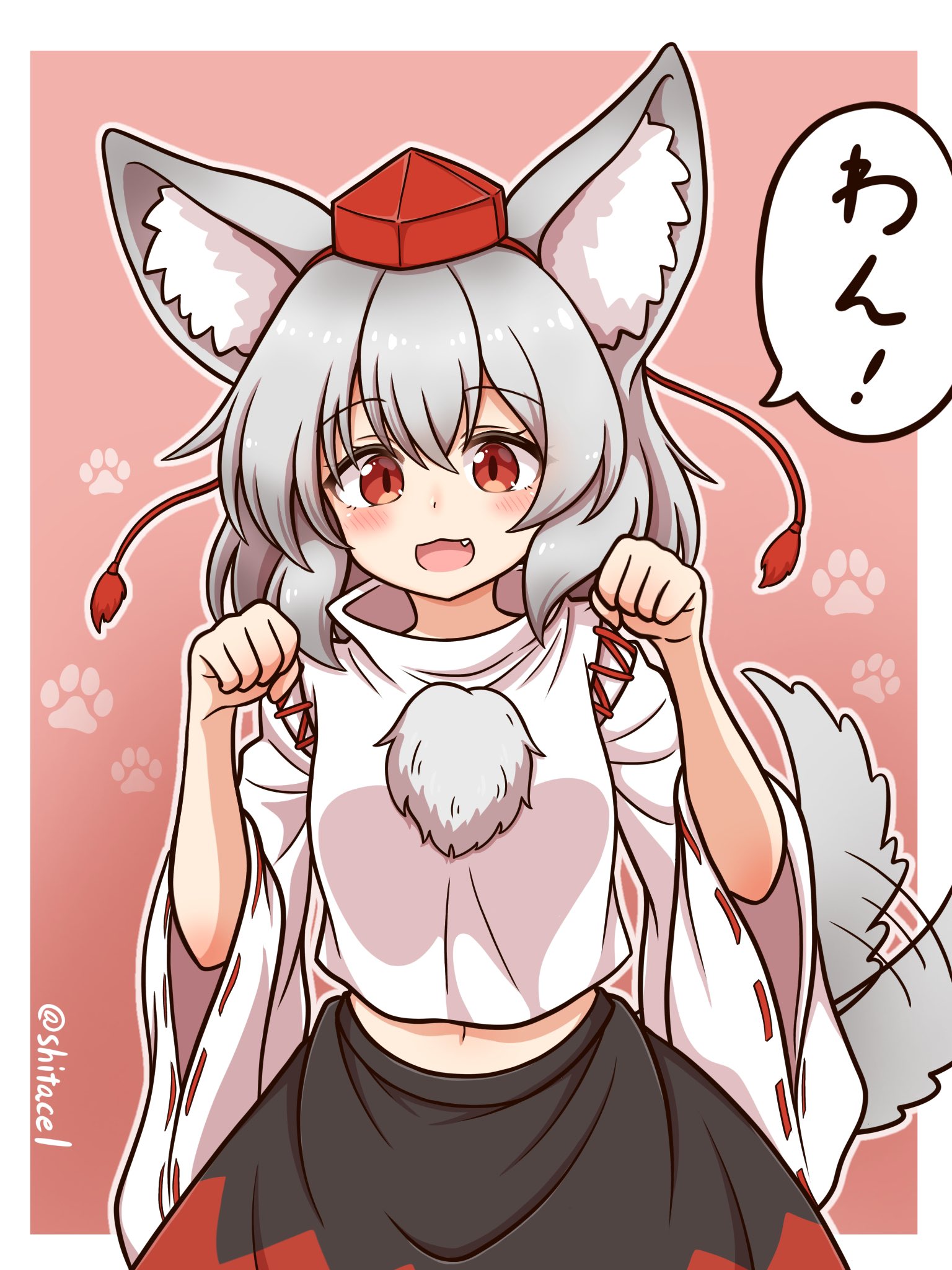 Safebooru - 1girl animal ears black skirt border claw pose commentary ...