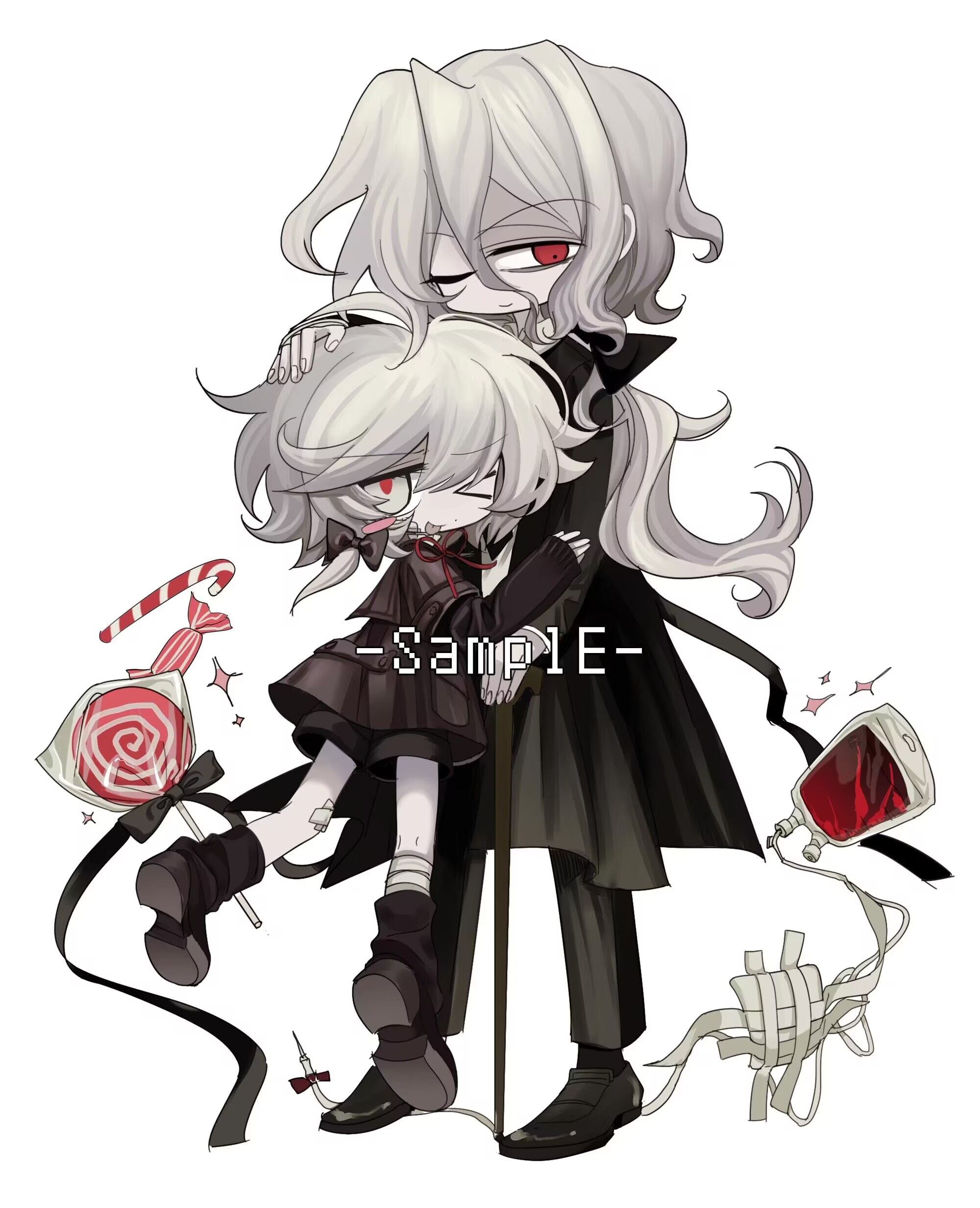 Safebooru - > o 1girl 1other absurdres blood blood bag candy candy cane ...