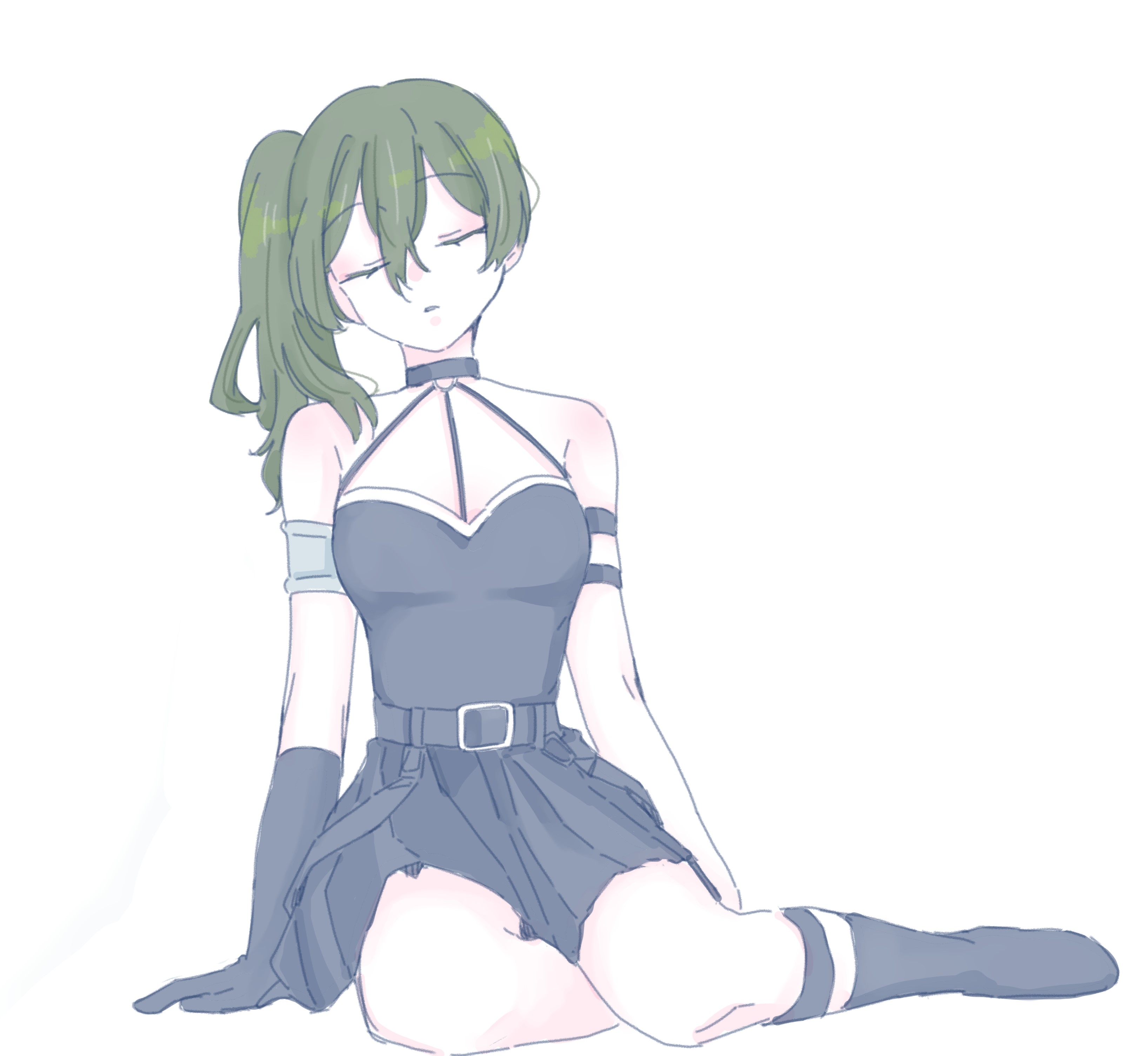 Safebooru - 1girl absurdres armlet bare shoulders belt belt buckle black choker black dress ...