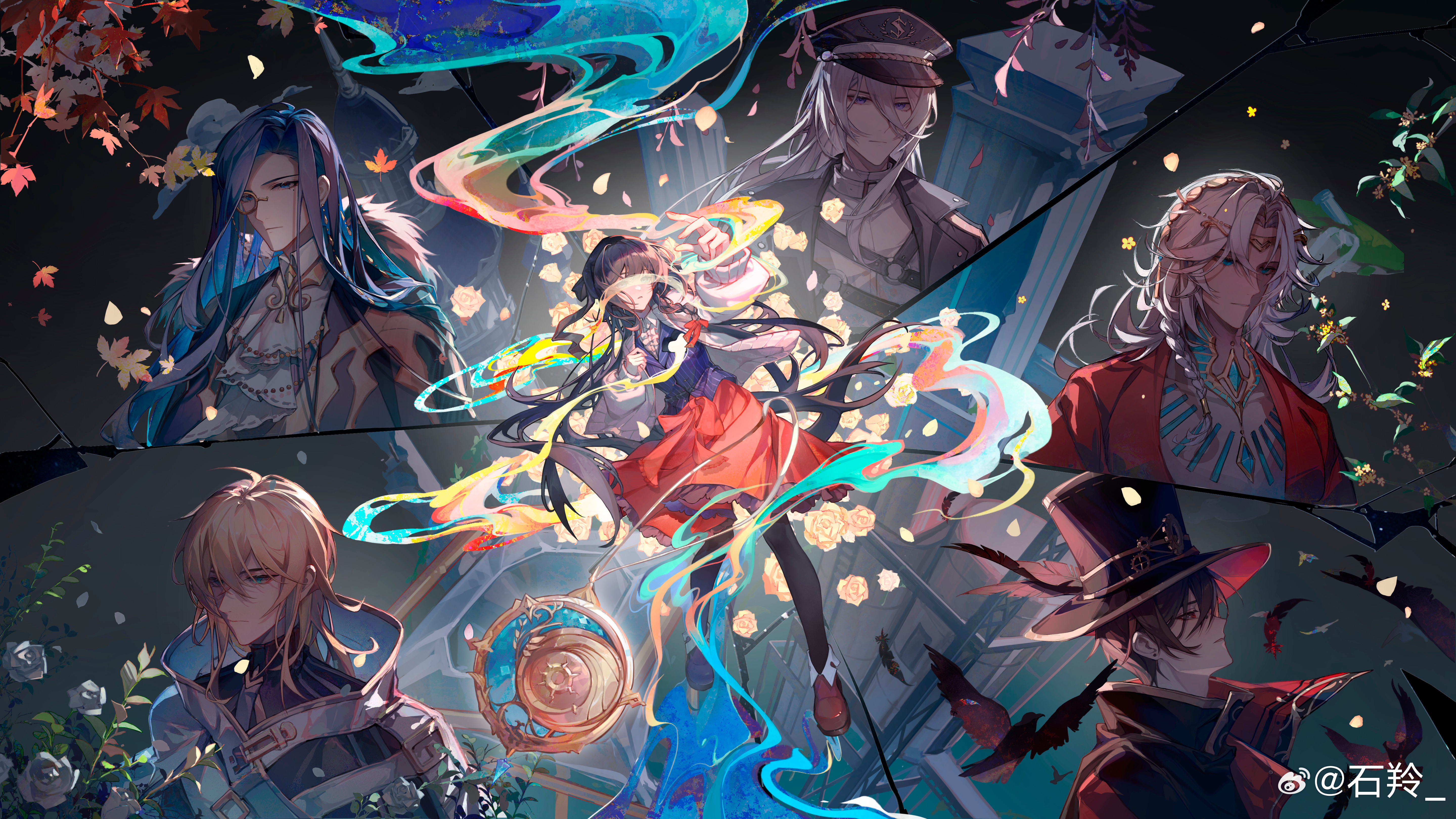 Safebooru - 1girl 5boys :| absurdres alkaid mcgrath aqua eyes ascot ayn ...