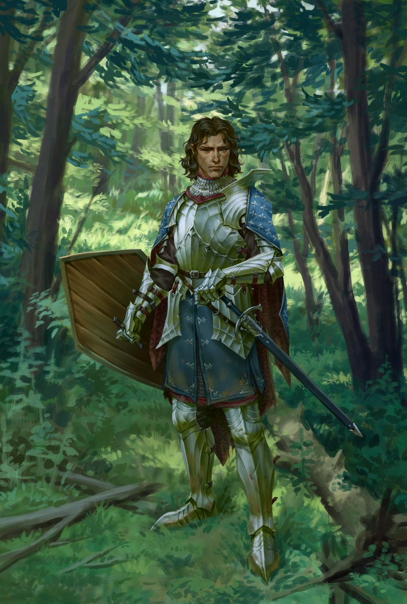 Safebooru - 1boy armor branch brown hair day eriopsis forest full body ...
