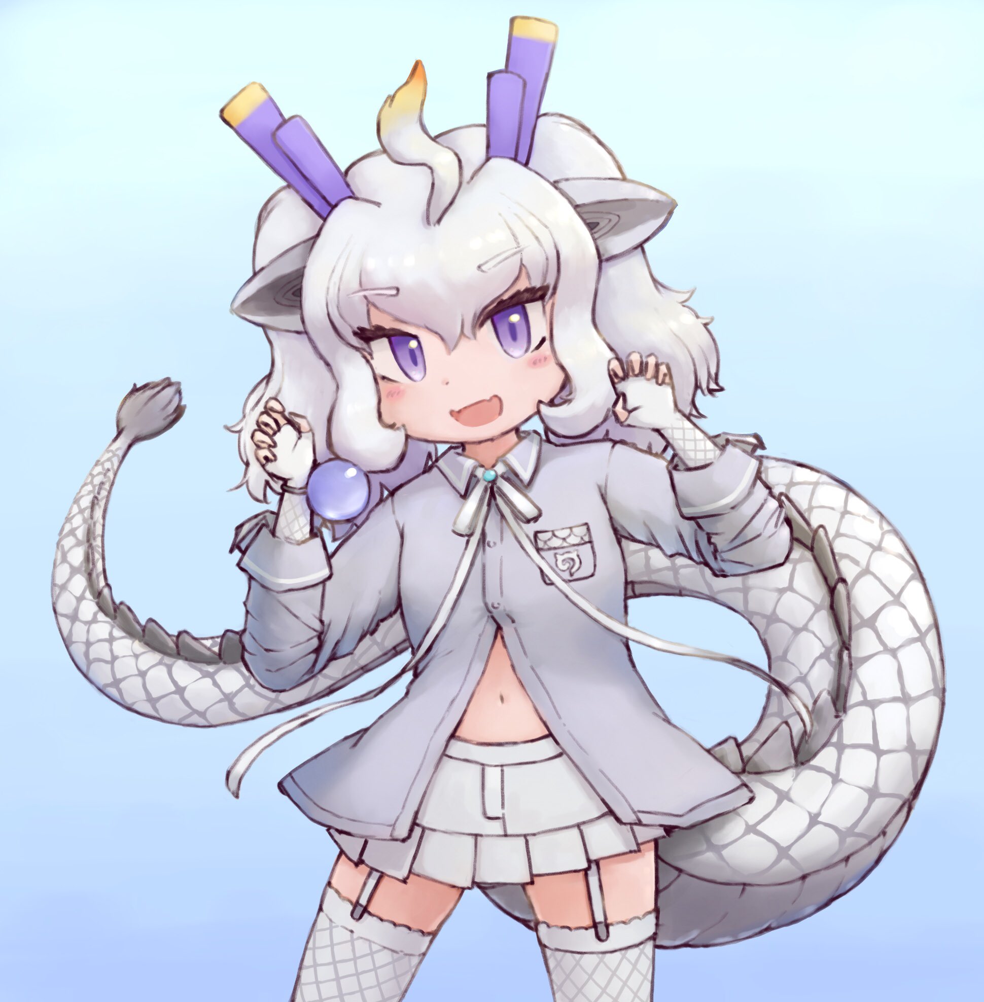 Safebooru - 1girl animal ears blue background bow bowtie dragon girl ...