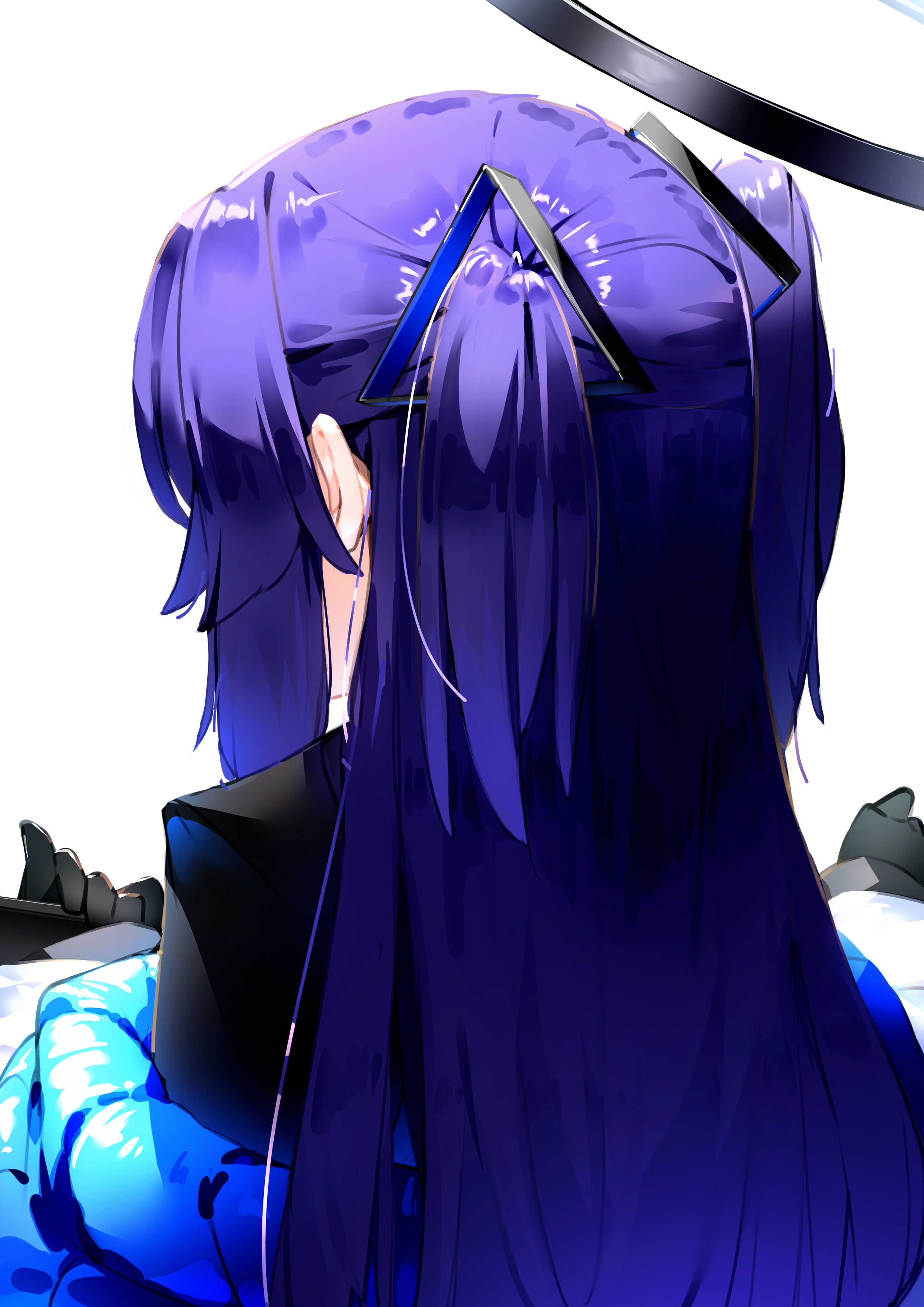 Safebooru - 1girl absurdres back black gloves black jacket blazer blue archive clipboard coat ...