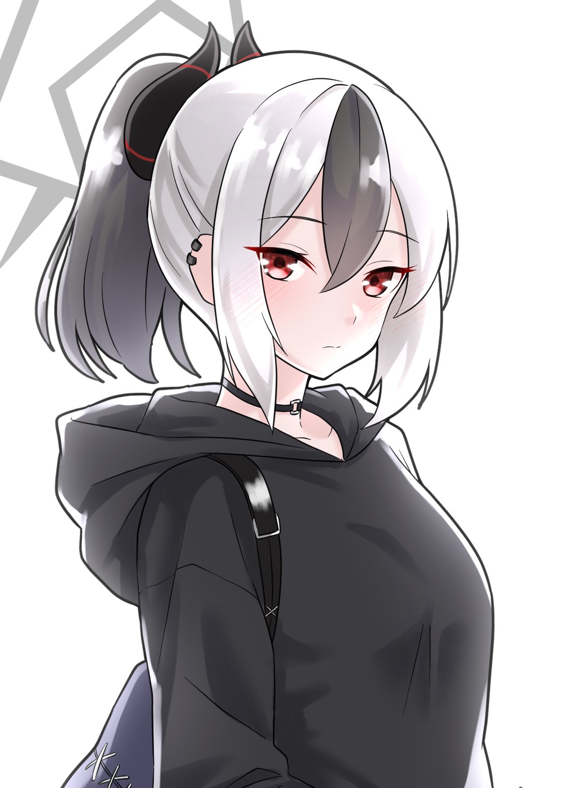 Safebooru - 1girl bag black choker black jacket blue archive choker furaggu (frag 0416) halo ...