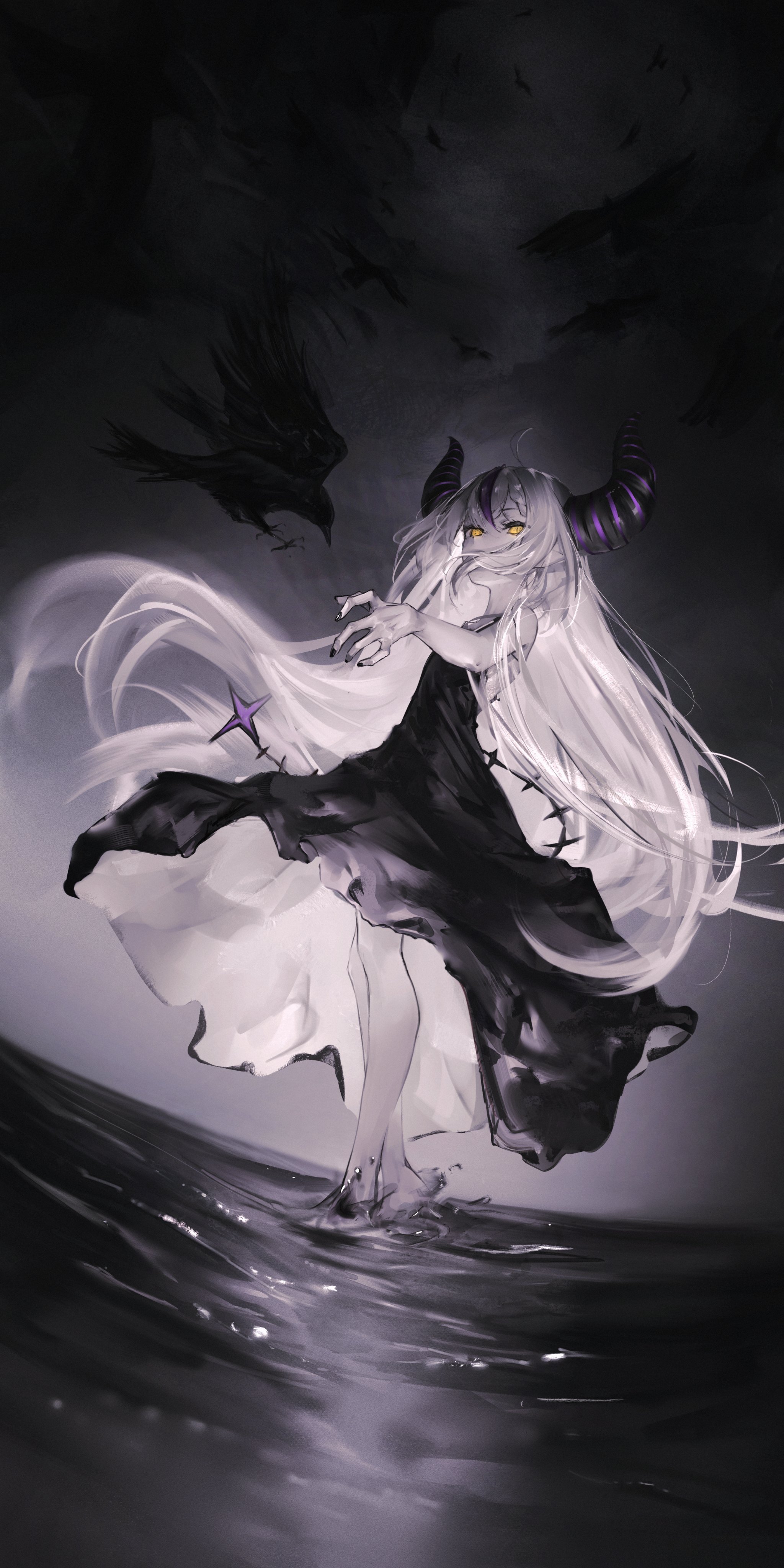 Safebooru - 1girl absurdres ahoge alternate costume bare back bare shoulders bird black dress ...