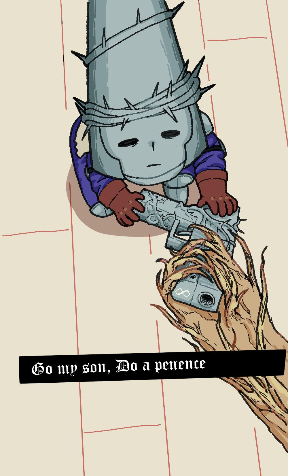Safebooru - 1boy blasphemous brown gloves english text gloves go do a ...