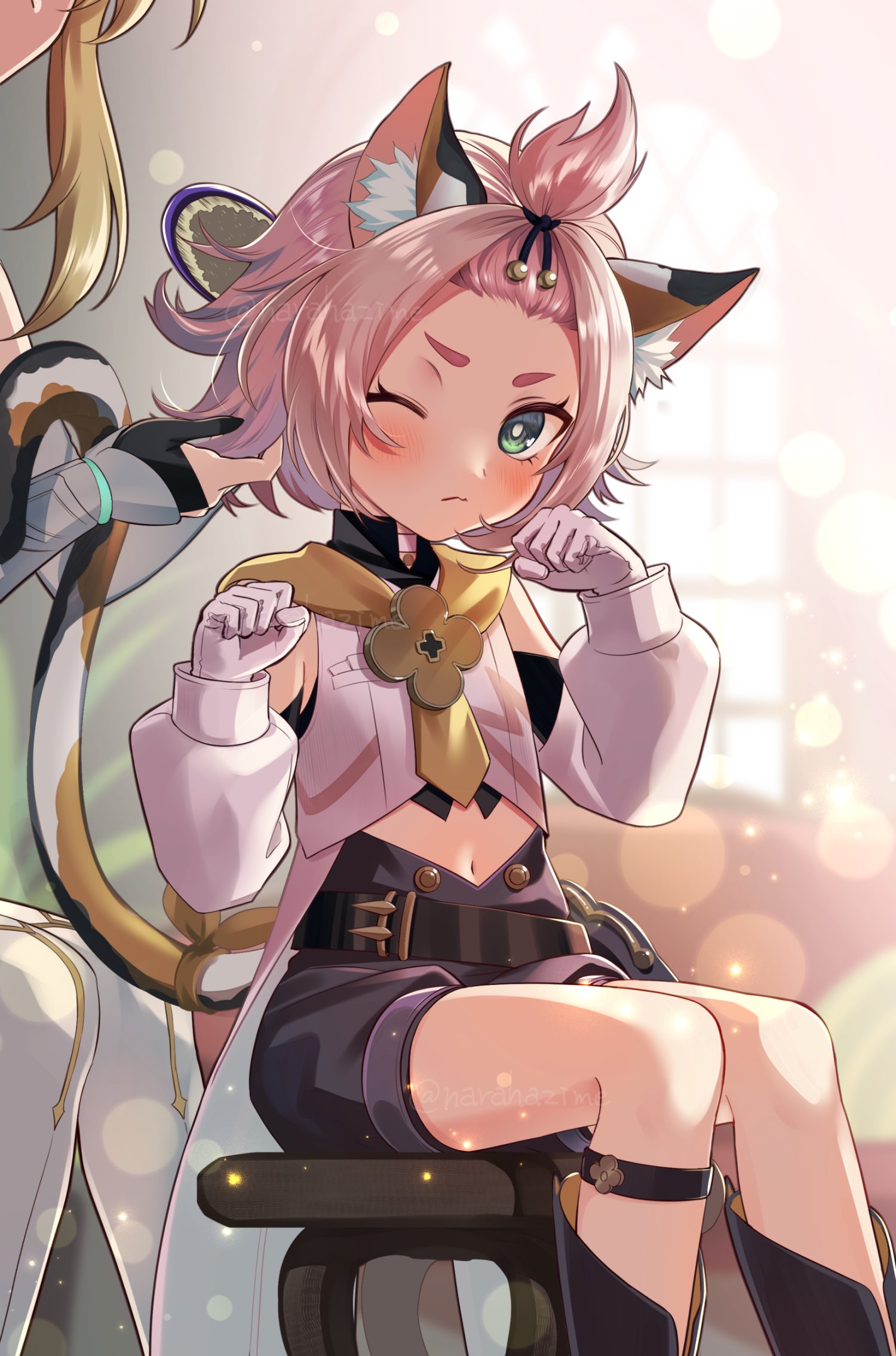 Safebooru - 2girls animal ear fluff animal ears artist name bangs pinned back black shorts ...