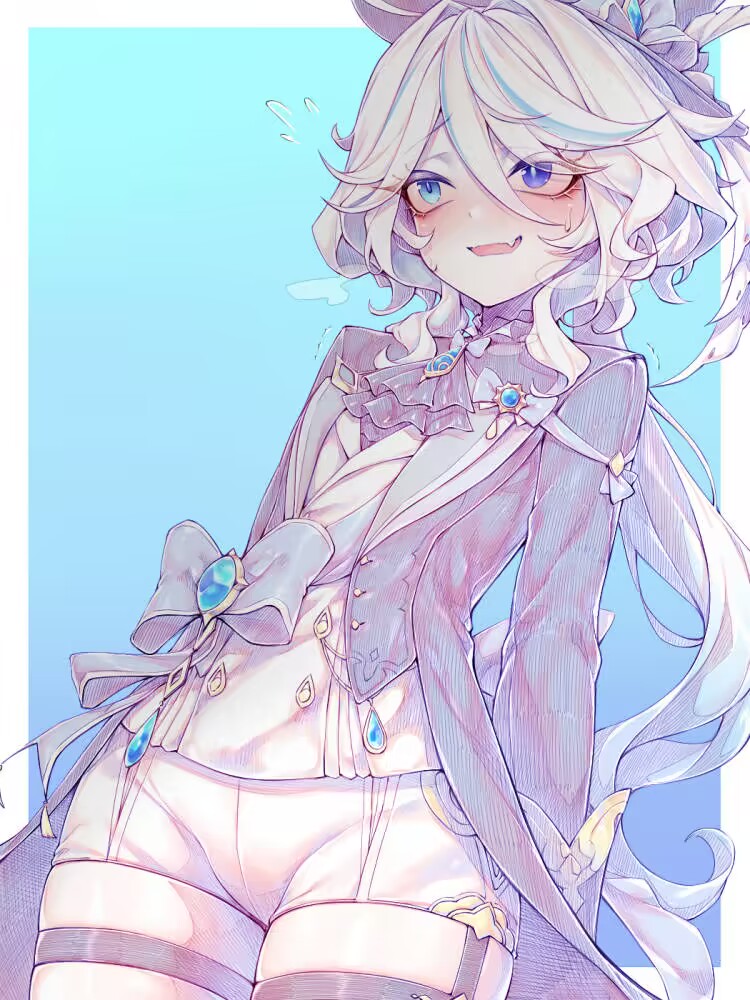 Safebooru - 1girl blue background blue eyes furina (genshin impact) genshin impact gradient ...