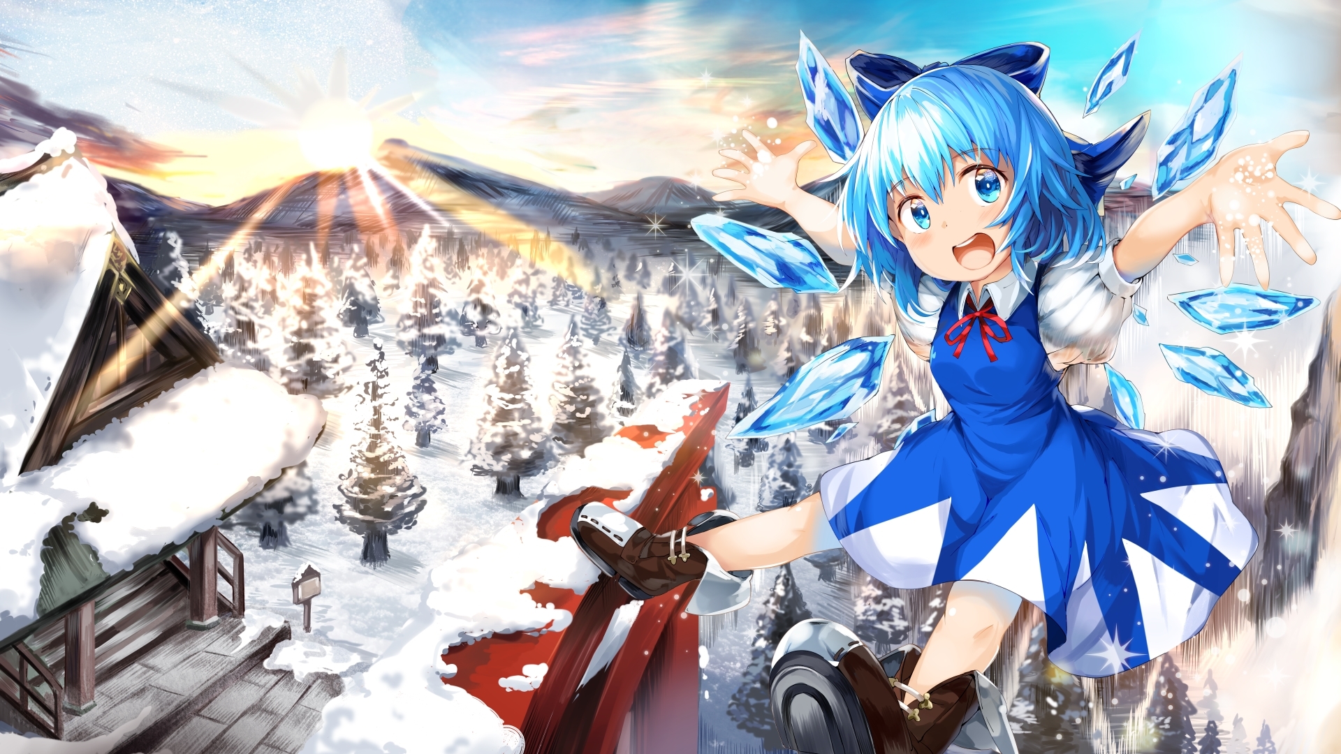 Safebooru - 1girl album cover bad source black footwear blue bow blue dress blue hair boots bow ...