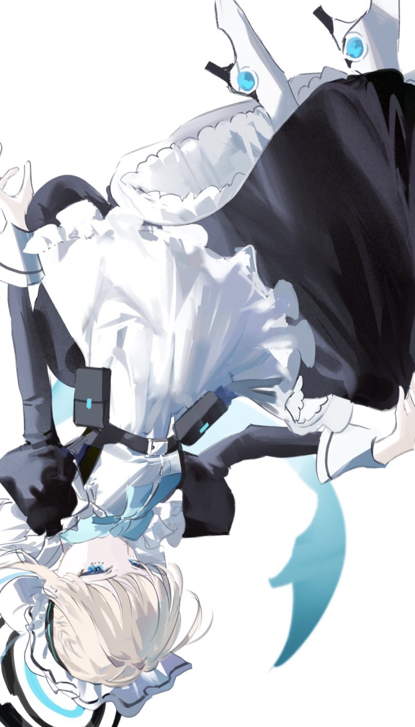 Safebooru - 1girl apron black dress blonde hair blue archive blue eyes boots bow bowtie dress ...