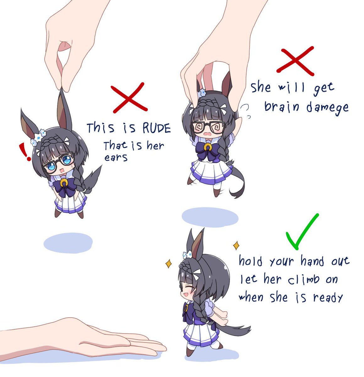 Safebooru - @ @ akiyama neo animal ears black hair blue eyes bow braid ...