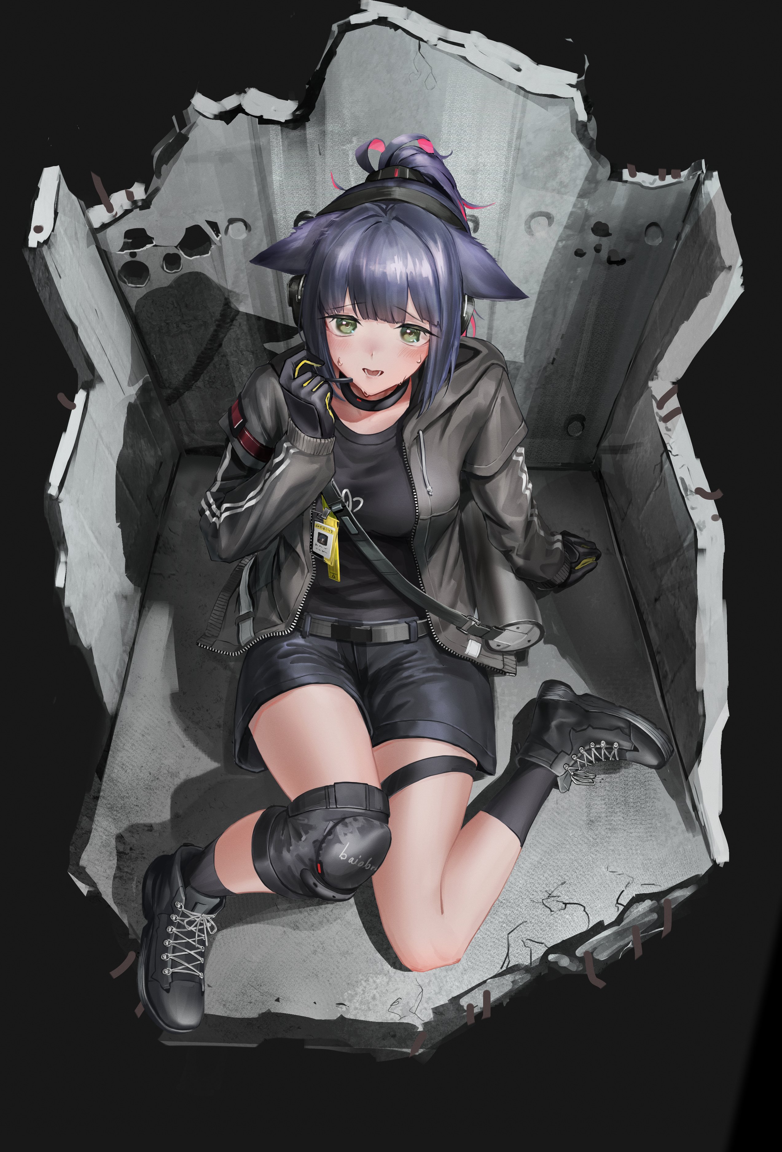 Safebooru - 1girl absurdres animal ear fluff animal ears arknights bag belt black footwear black ...