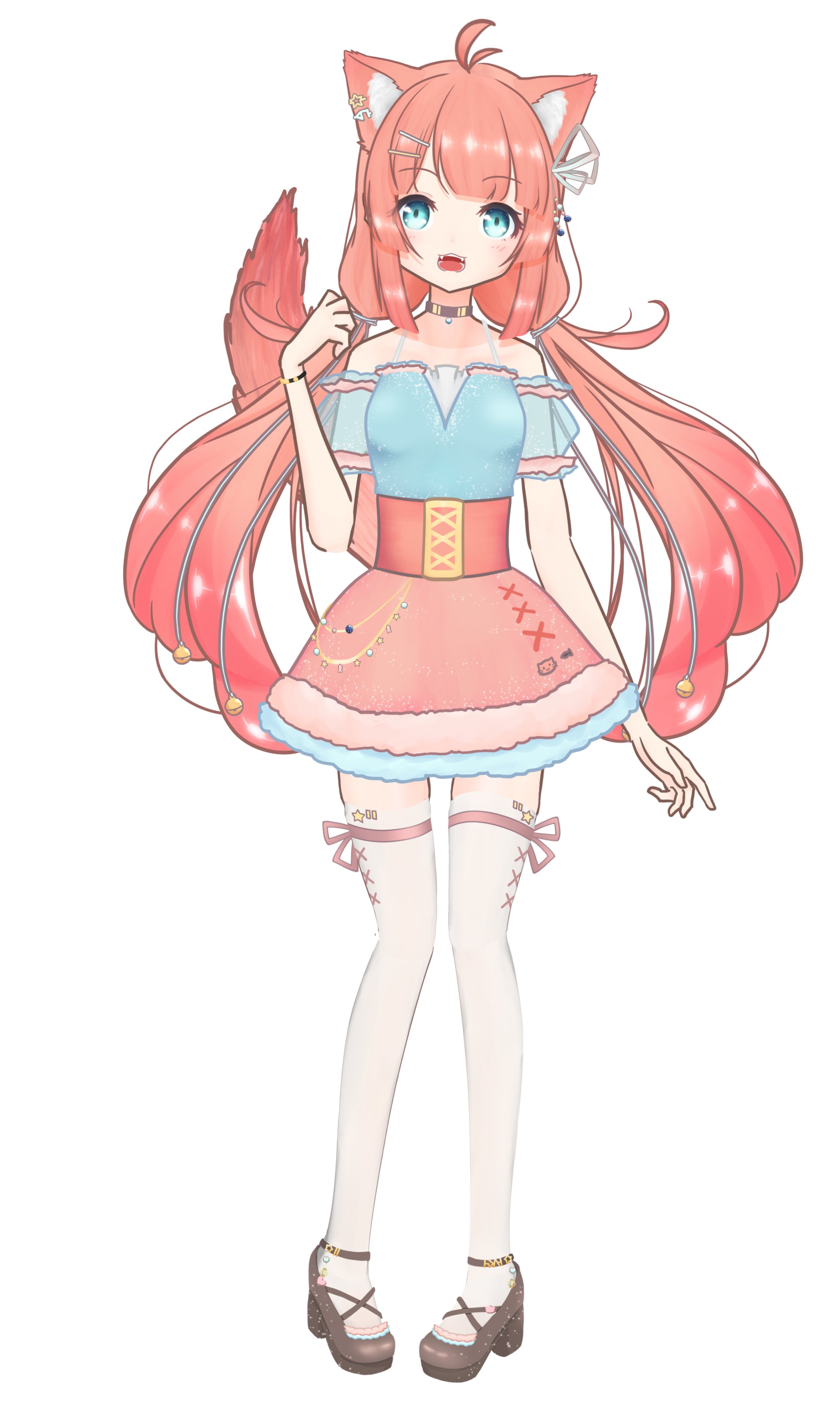 Safebooru - 1girl absurdres ahoge animal ear fluff animal ear piercing animal ears blue eyes ...