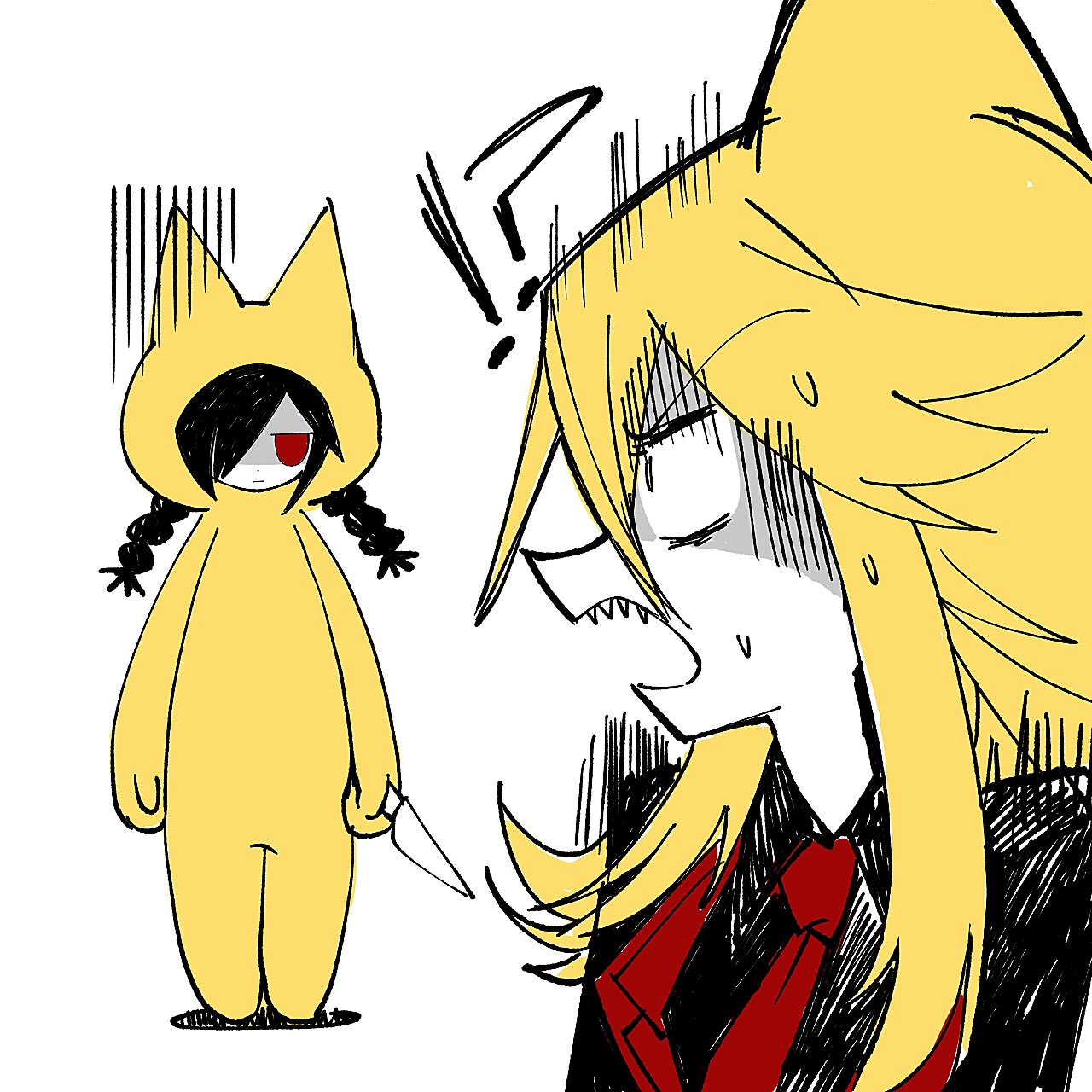 Safebooru - !? 2girls animal costume animal ears bags under eyes black ...