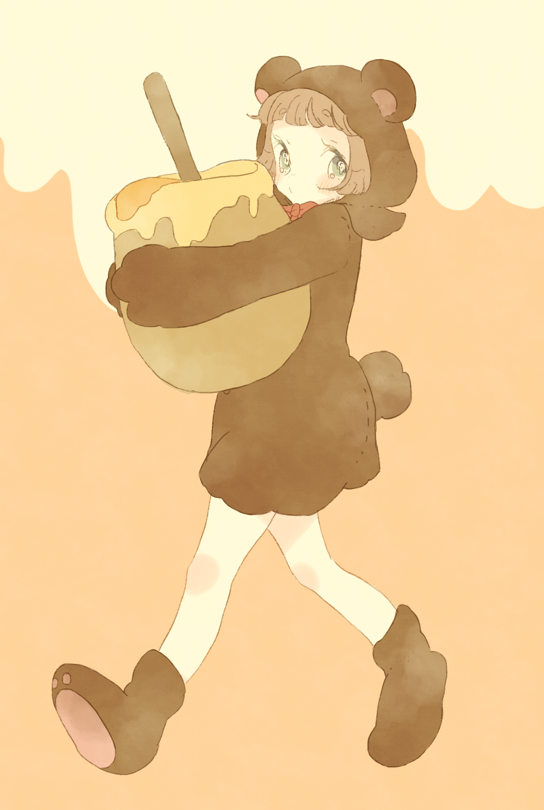 Safebooru - 1girl animal costume animal hood asaka yumetsuki bear costume bear hood bow bowtie ...