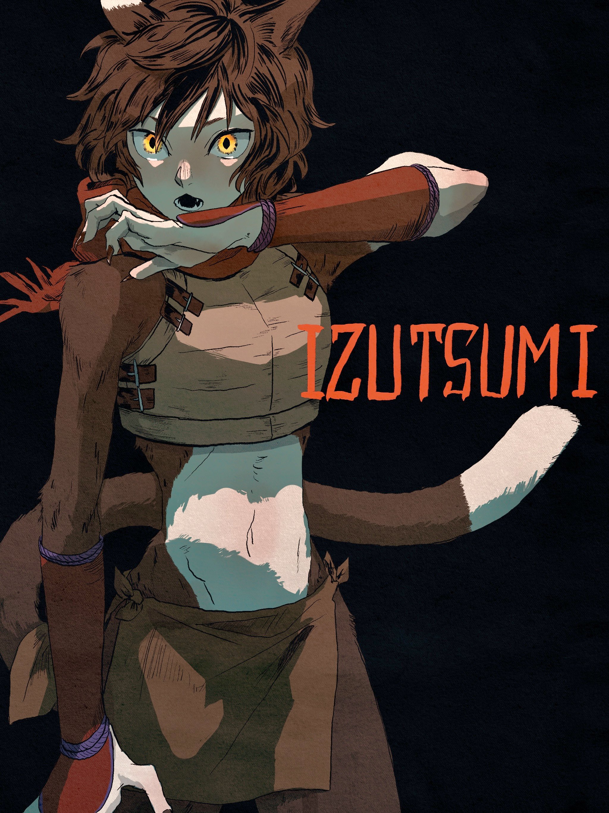 Safebooru - 1girl absurdres animal ears black background black fur black hair body fur cat ears ...