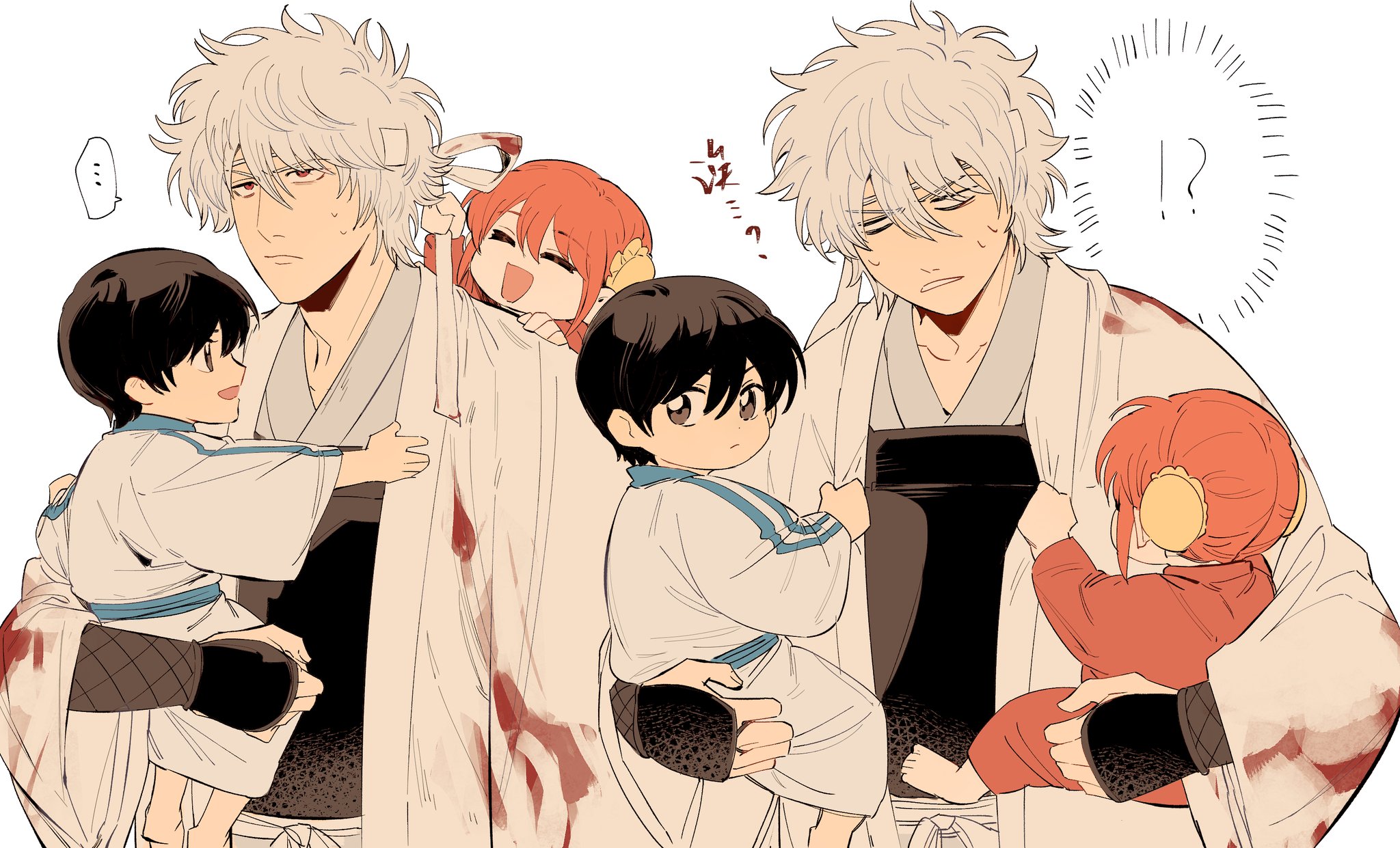 Safebooru - ... 1girl 2boys aged down armor barefoot black hair blood ...