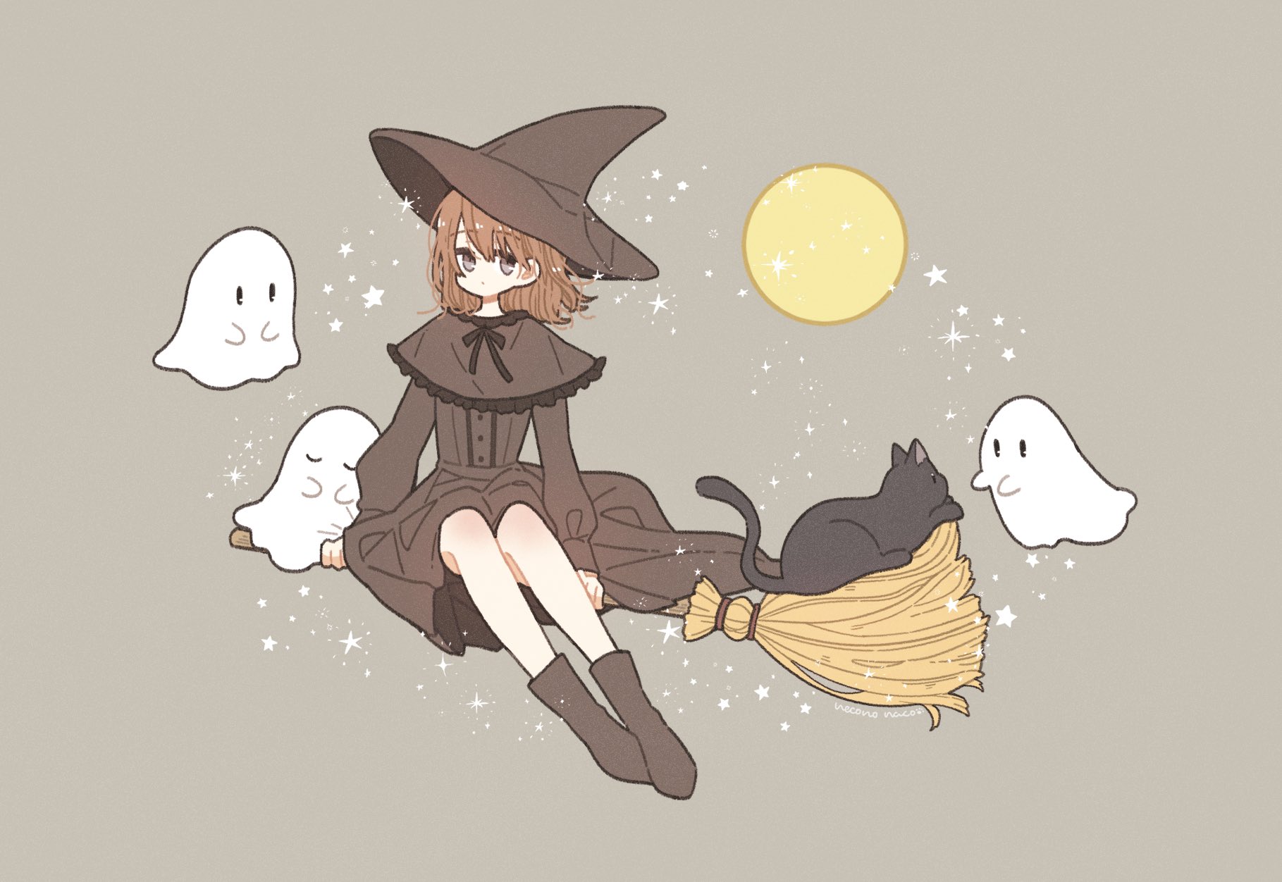 Safebooru - 1girl animal black capelet black cat black dress black footwear black headwear black ...