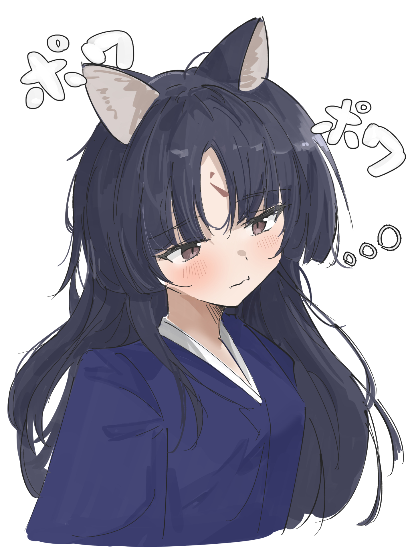 Safebooru - ... 1girl animal ear fluff animal ears arknights black hair black kimono blunt bangs ...