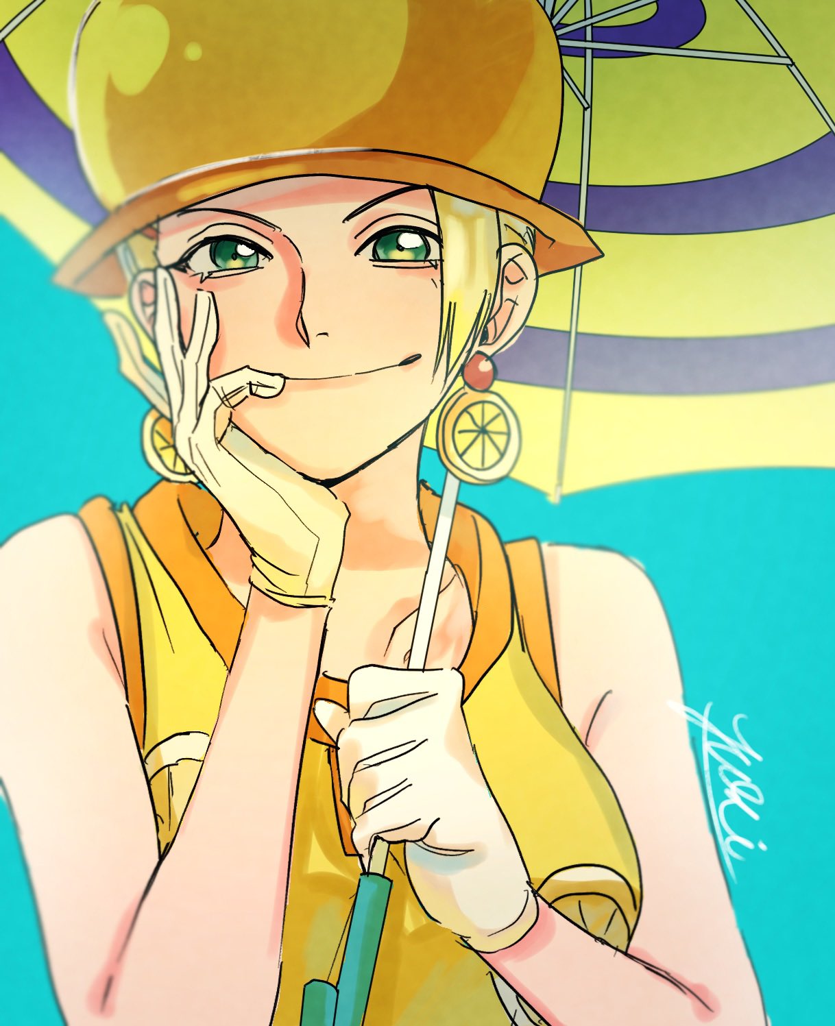 Safebooru - 1girl blonde hair blue background commentary request dress ...