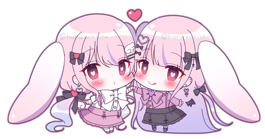 Safebooru - 1girl 2girls animal ears bow braid chibi ear bow earrings ...