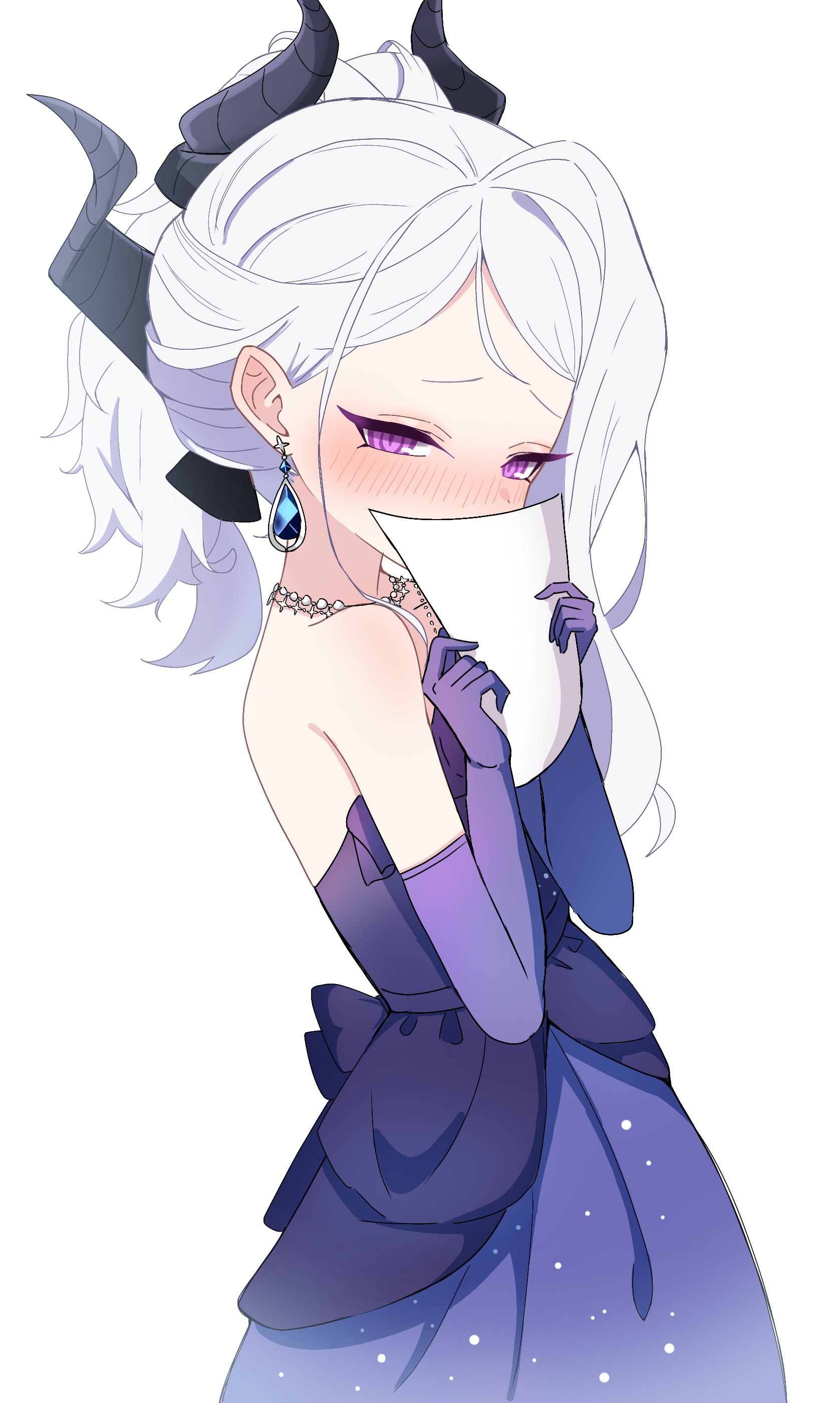 Safebooru - 1girl absurdres black horns blue archive dangle earrings demon horns dress earrings ...