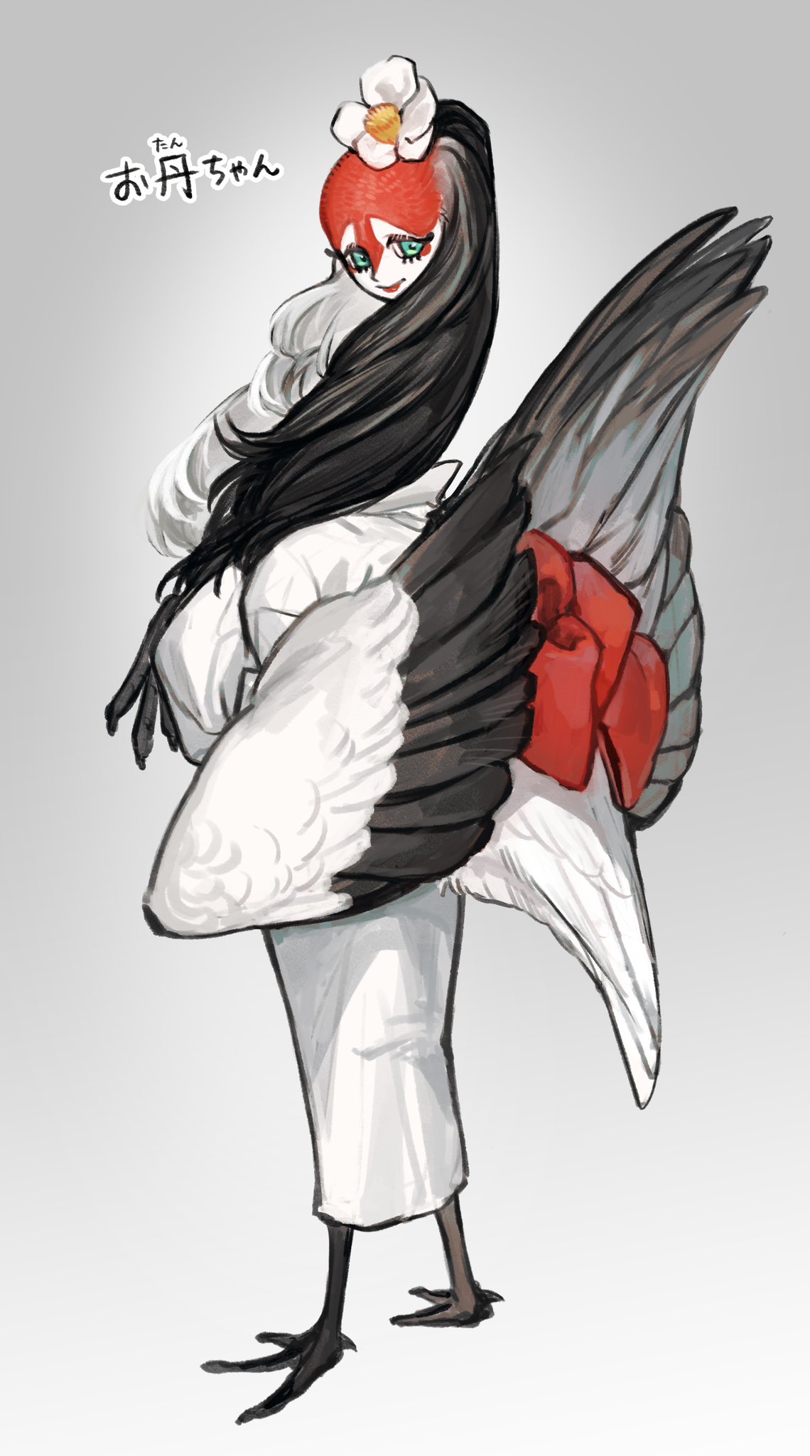 Safebooru - 1girl animal feet animal hands back bow bird bird girl bird ...